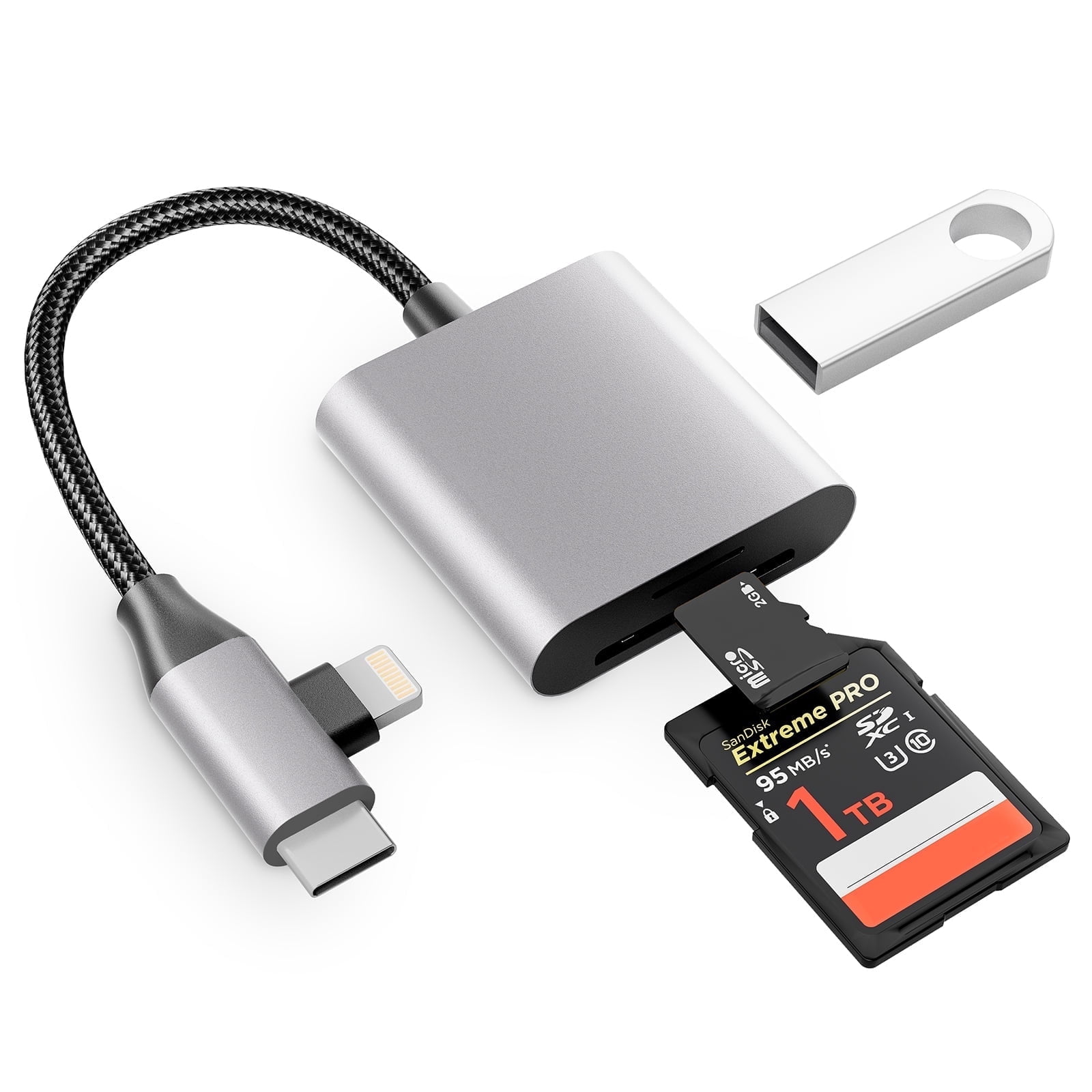 Duomigo USB C SD TF Card Reader for iPhone iPad Mac Laptop 3-in-2 Dual ...