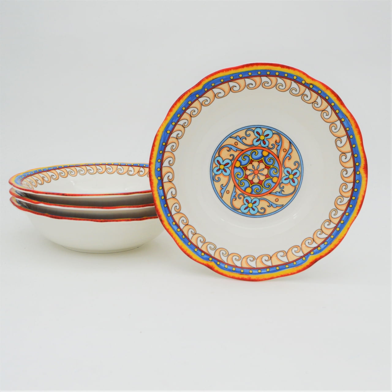 Duomo 4 Piece Italian Renaissance Stoneware Pasta Bowl Set by Euro ...
