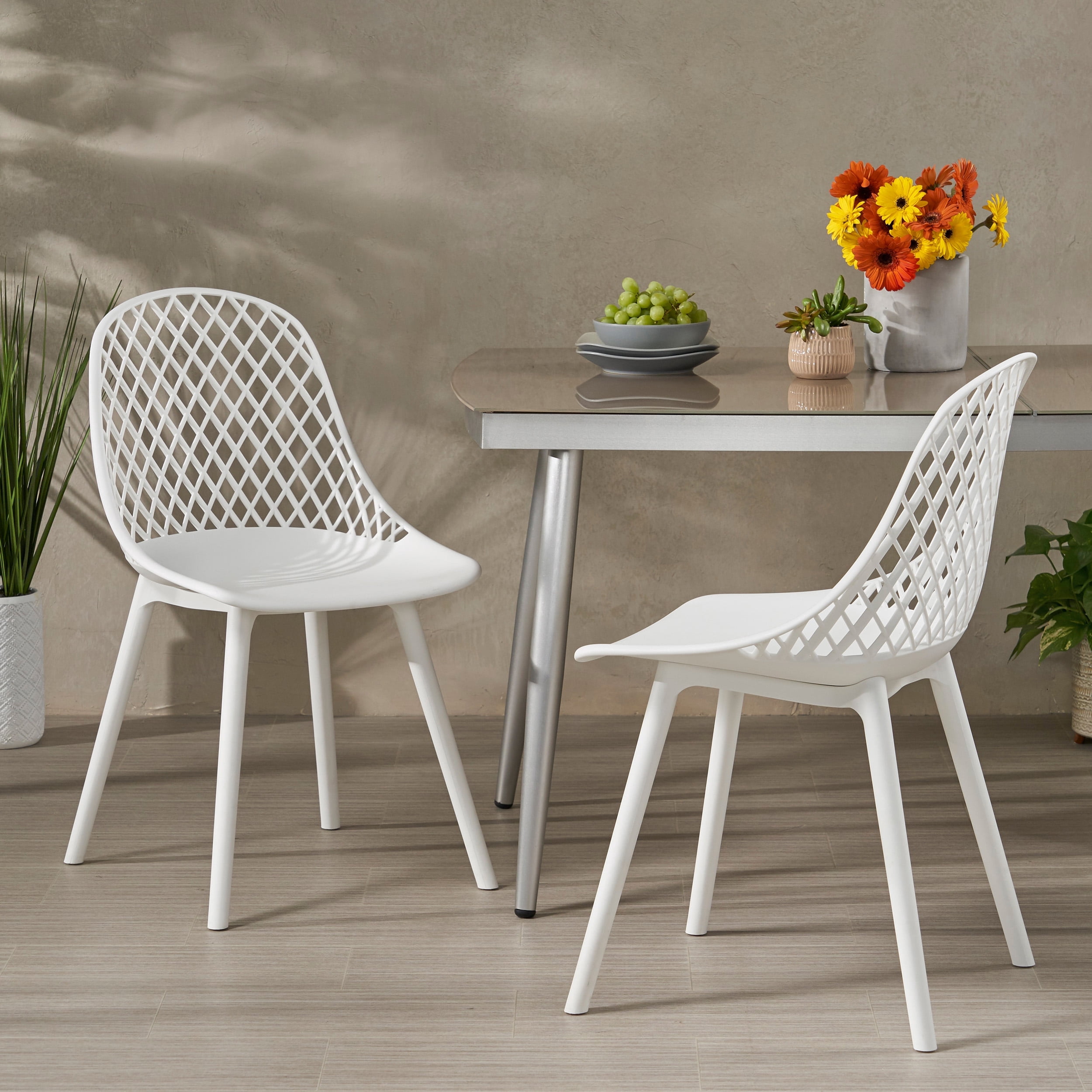 Duosong White Polypropylene Outdoor Dining Chair - Set of 1 - Walmart.com