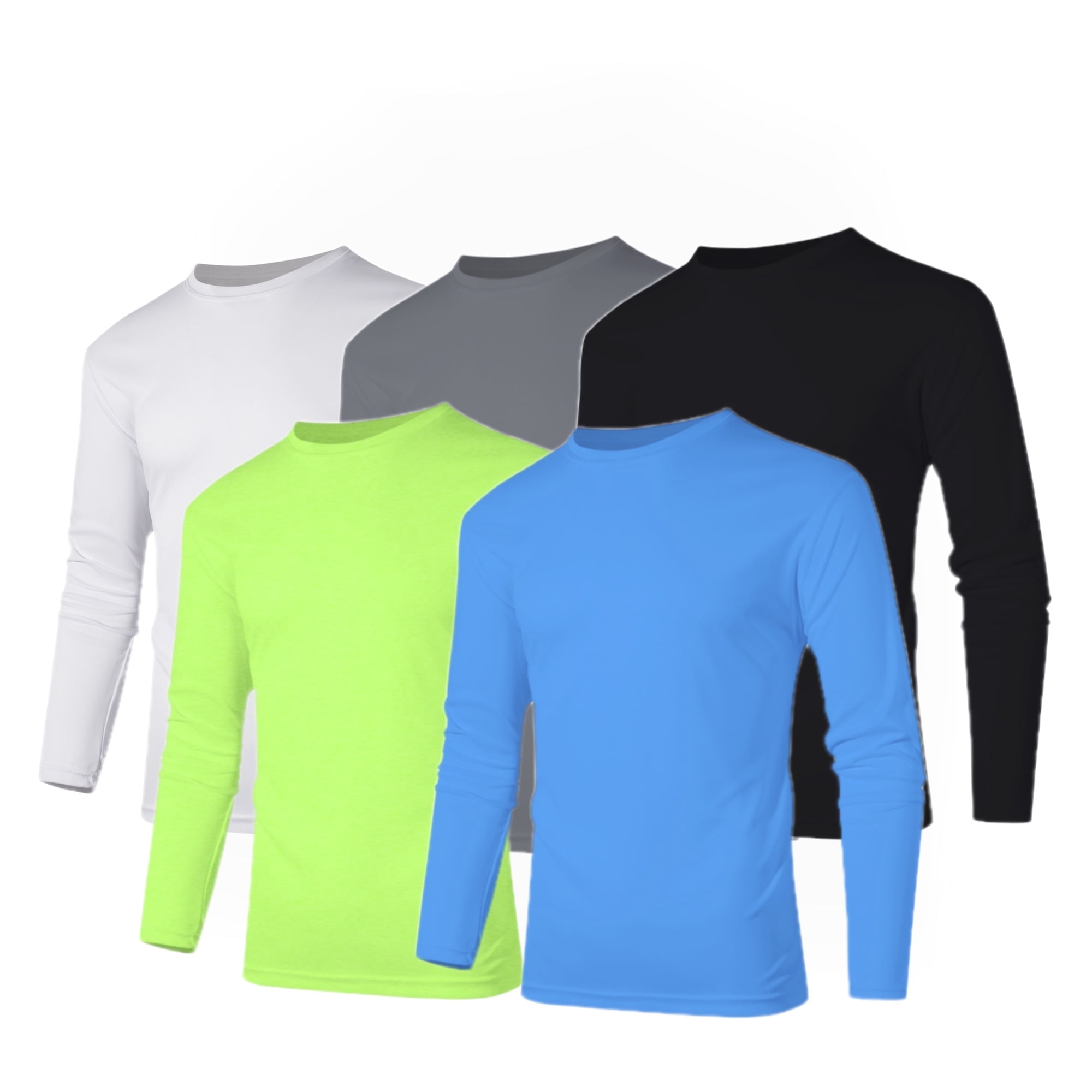 ZBORIBER Men’s Active Quick Dry Crew Neck Long Sleeve T-Shirts, 5-Pack ...