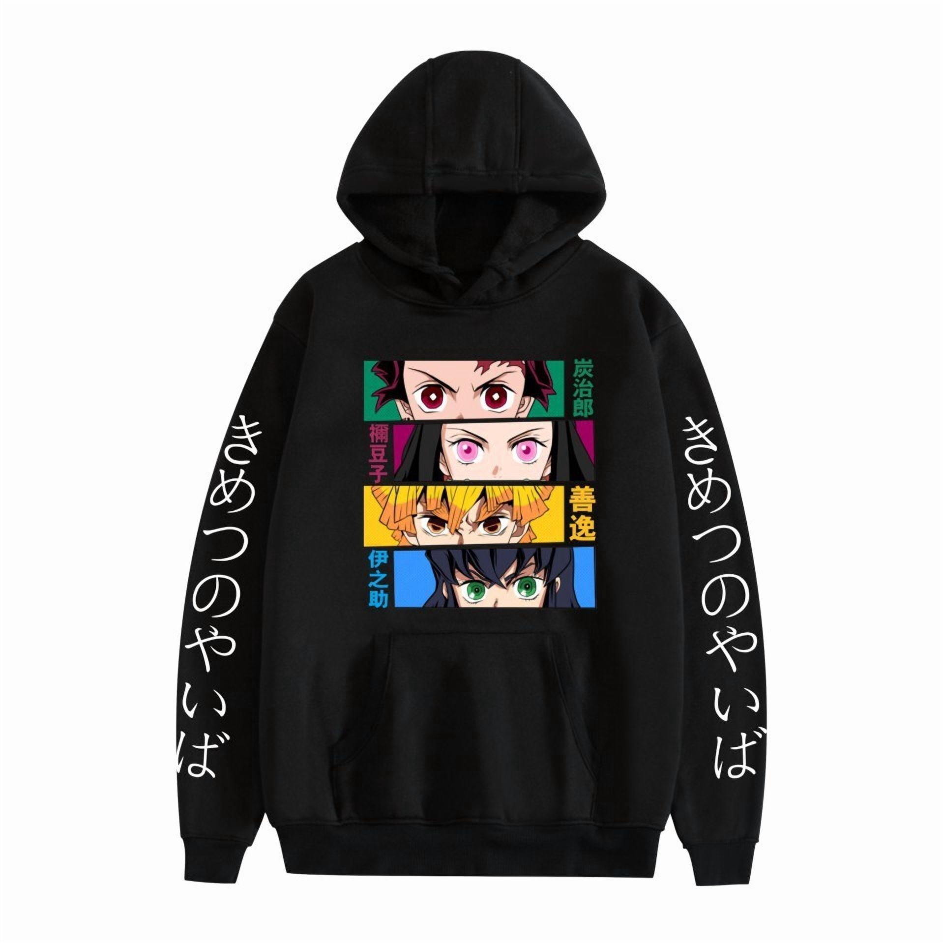 Duoxingbao Anime Print Hoodies Demon Slayer Blade Warm Fleece Japanese ...