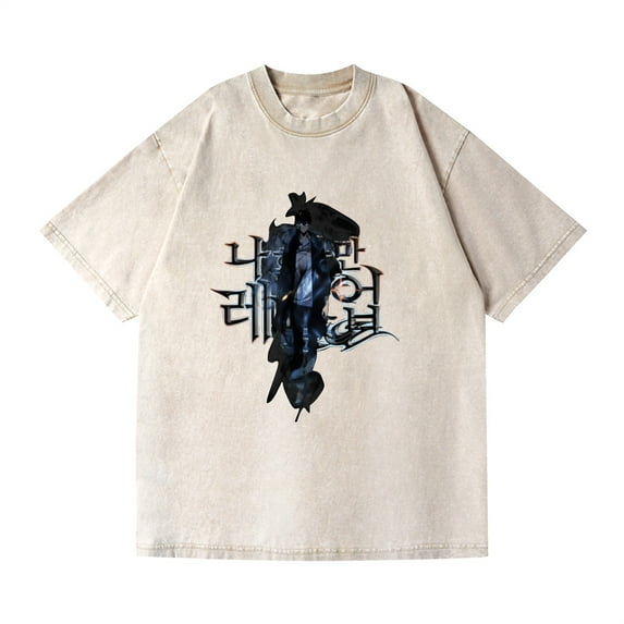 Duoxingbao Anime Solo Leveling New Washed Distressed Retro Short-Sleeve ...