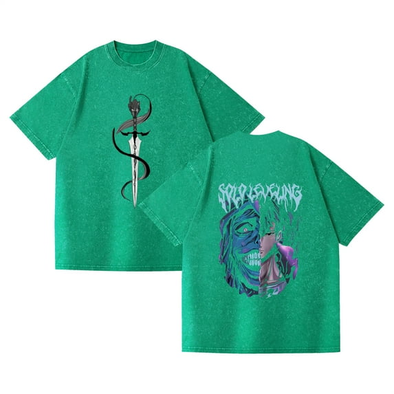 Duoxingbao Anime Solo Leveling New Washed Distressed Retro Short-Sleeve ...