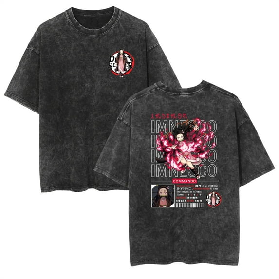 Duoxingbao Cross-border hot-selling washed short-sleeved Demon Slayer ...