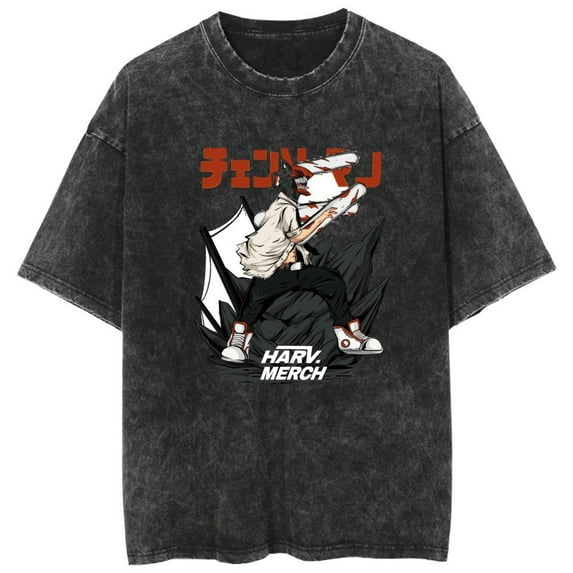 Duoxingbao Cross-border street-style washed anime chainsaw man casual ...