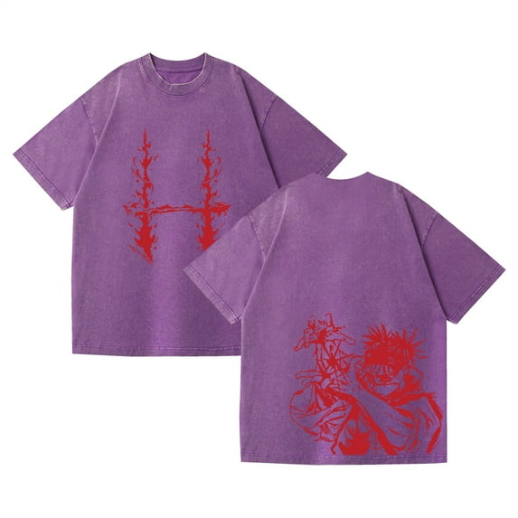 Duoxingbao Jujutsu Kaisen Retro Washed Distressed Short-Sleeve Cotton T ...