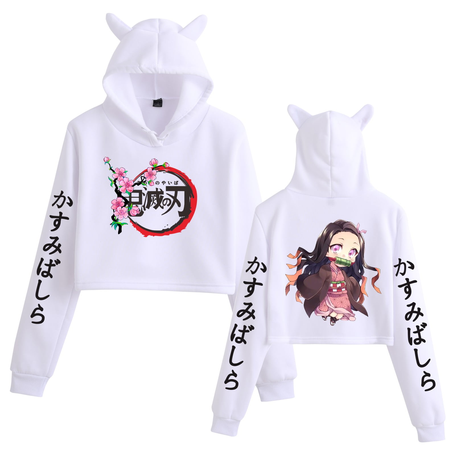 Duoxingbao Kamado Nezuko Navel-Exposed Short Cat Ear Hooded Cute Top ...
