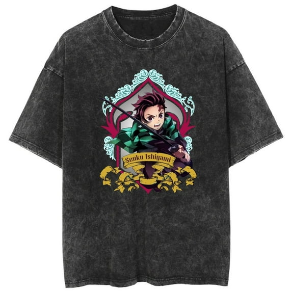 Duoxingbao New export style washed T-shirt anime Demon Slayer loose ...