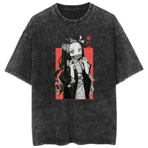 Duoxingbao Washed T-shirt Demon Slayer anime style new Harajuku loose ...