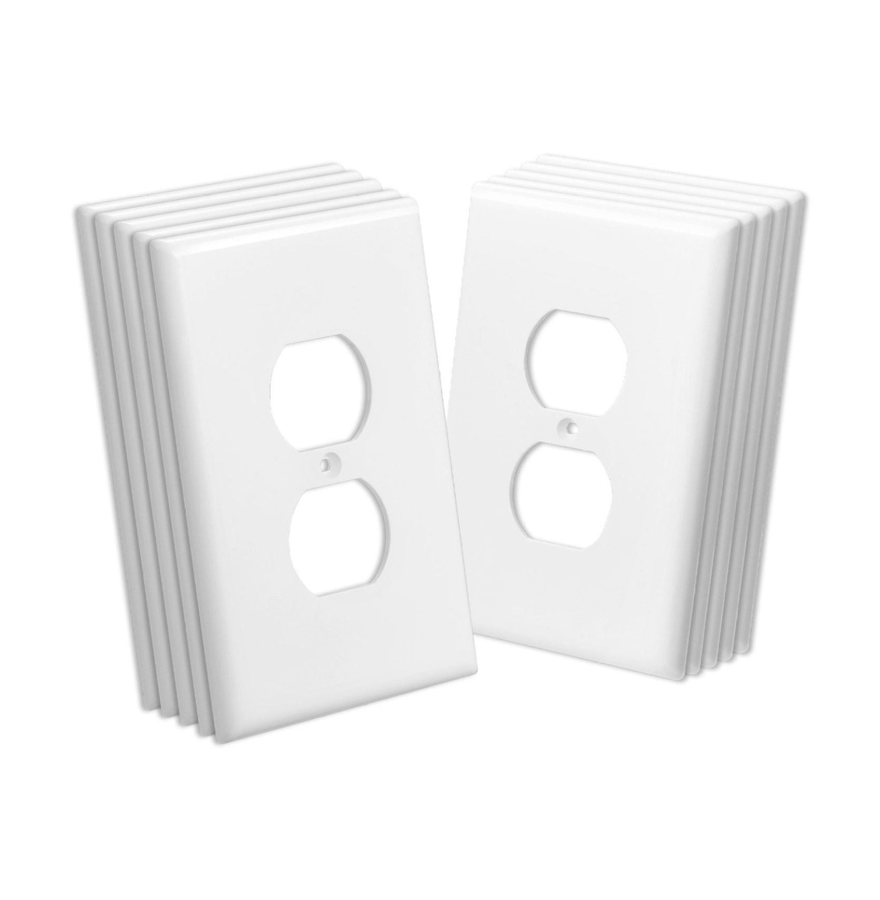 Duplex Outlet Covers 1-Gang, 10 Pack - Receptacle Faceplate, White ...