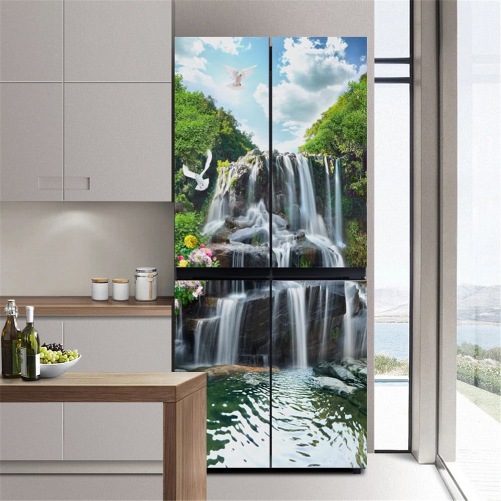 Duplex Refrigerator Sticker 3 4 Doors Freezer Wallpaper Vinyl Natural ...