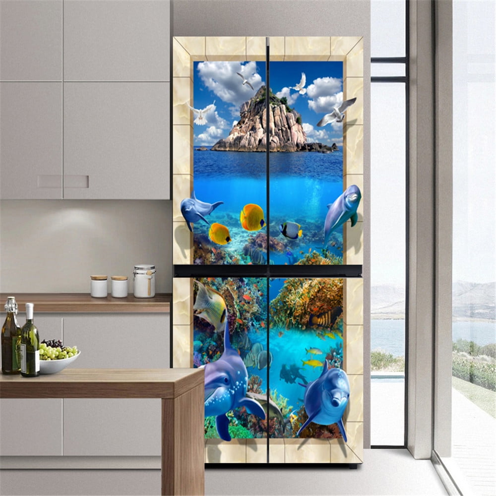 Duplex Refrigerator Sticker 3 4 Doors Freezer Wallpaper Vinyl Natural ...