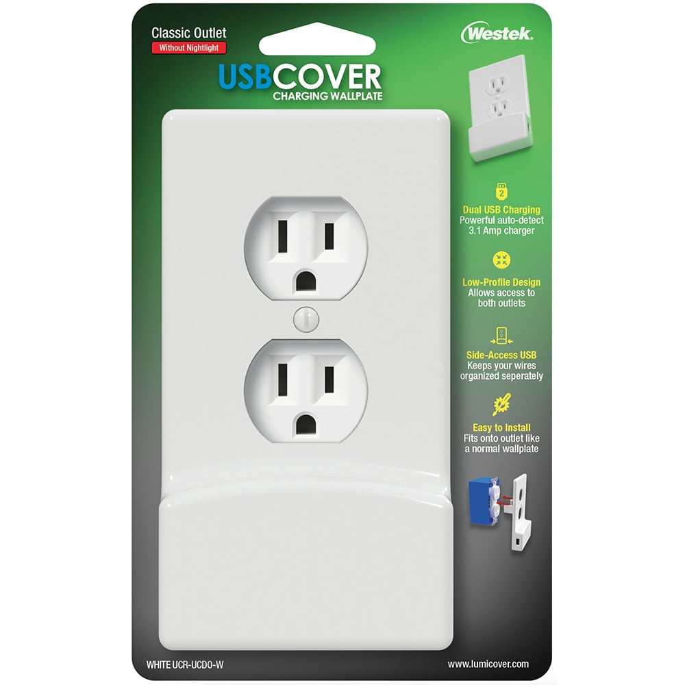 Westek Duplex USB Wallplate, Electrical Outlet Plug, Modern Style for ...