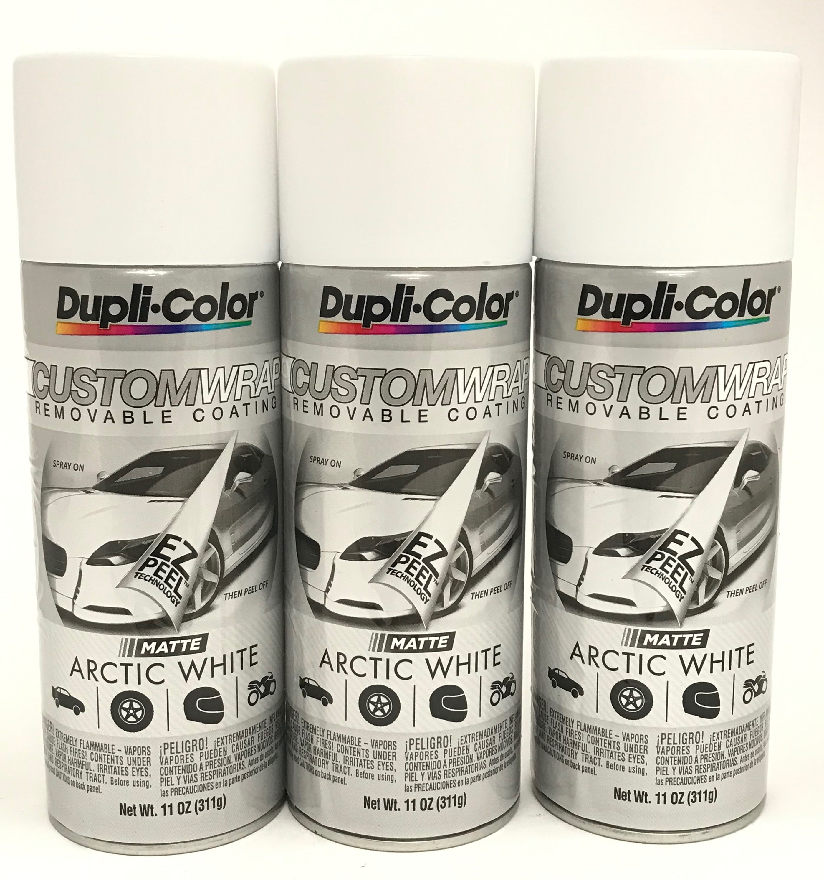 Duplicolor 3 Pack Custom Wrap Removable Paint, Matte Arctic White, 11oz ...