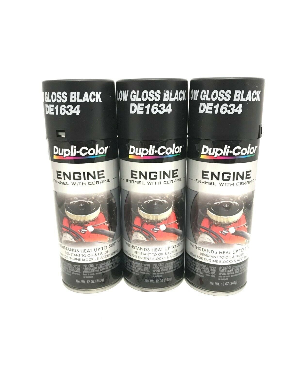 Duplicolor DE1634-3 Pack Engine Enamel with Ceramic Low Gloss Black ...