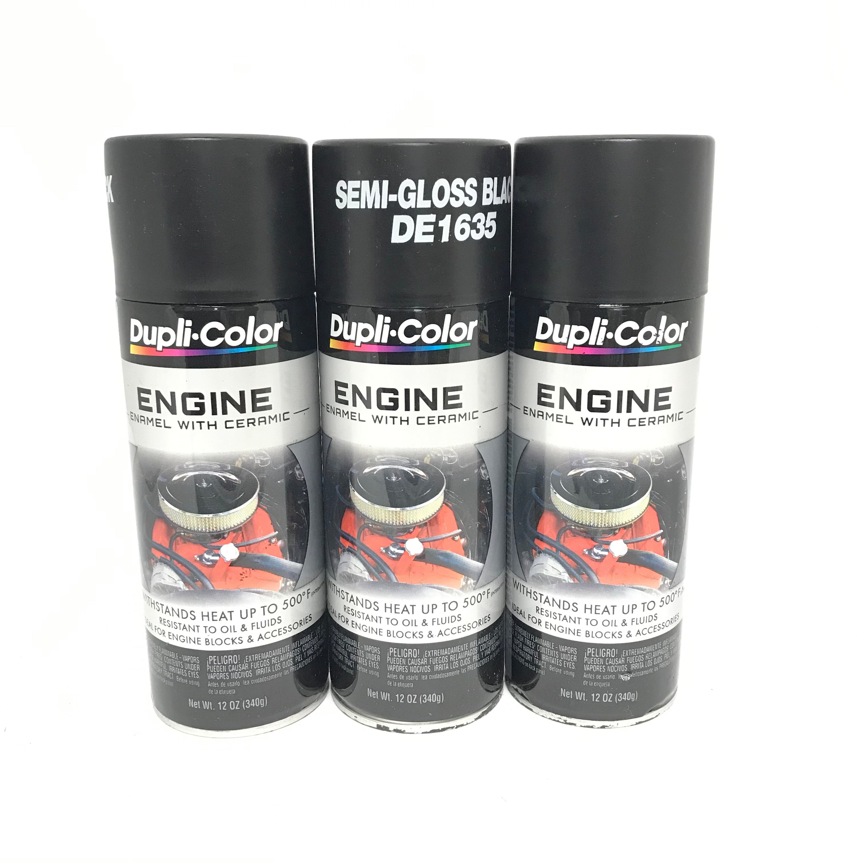 Duplicolor DE1635-3 PACK Auto Engine Enamel, Semi Gloss Black Spray ...