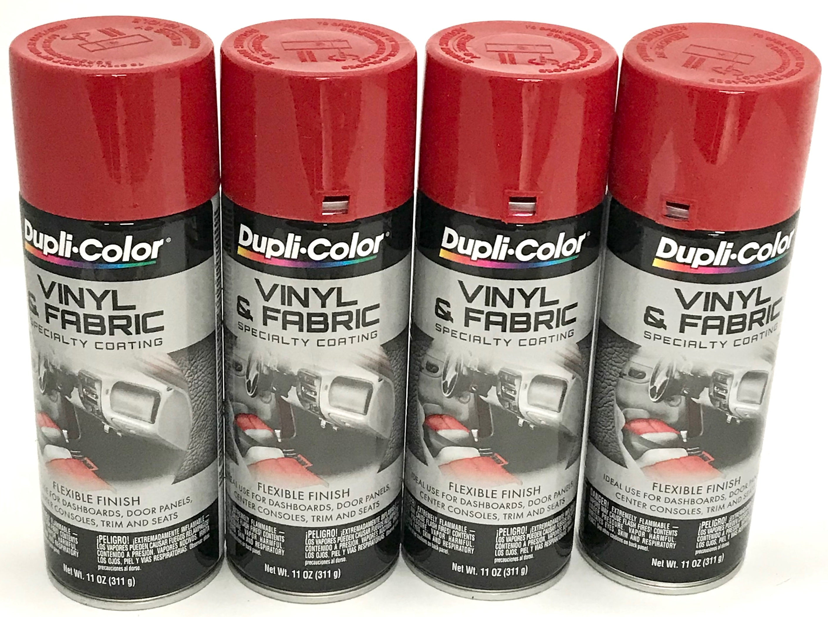Duplicolor HVP100 - 4 Pack Vinyl & Fabric Spray Paint Red - 11 oz ...