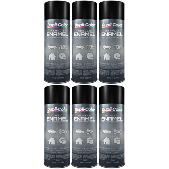 Duplicolor Multi Purpose Enamel Semi-Gloss Black (12 oz) - 6 Pack ...