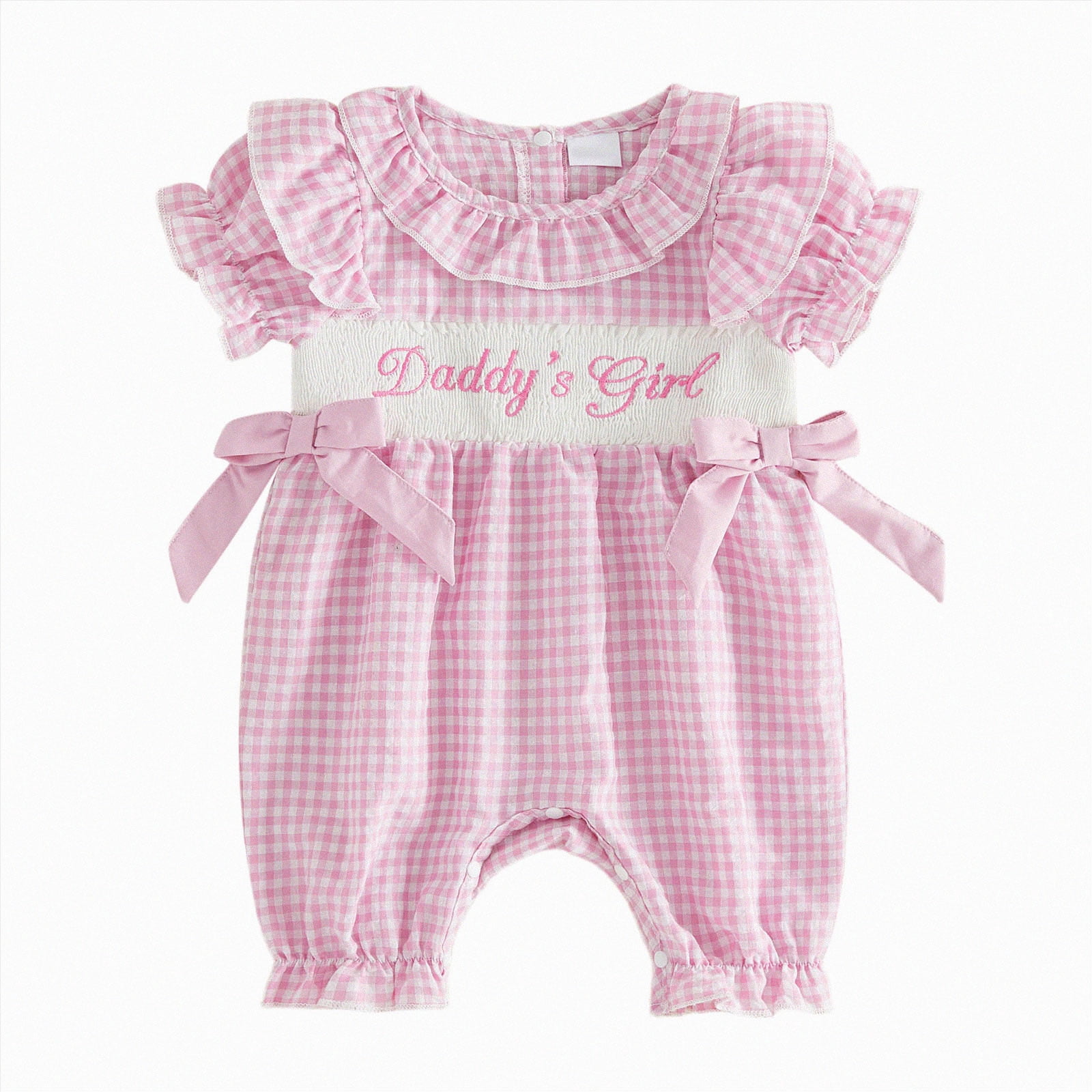 Duqingm Baby Girl Summer Clothes Letter Lapel Collar Plaid Romper ...
