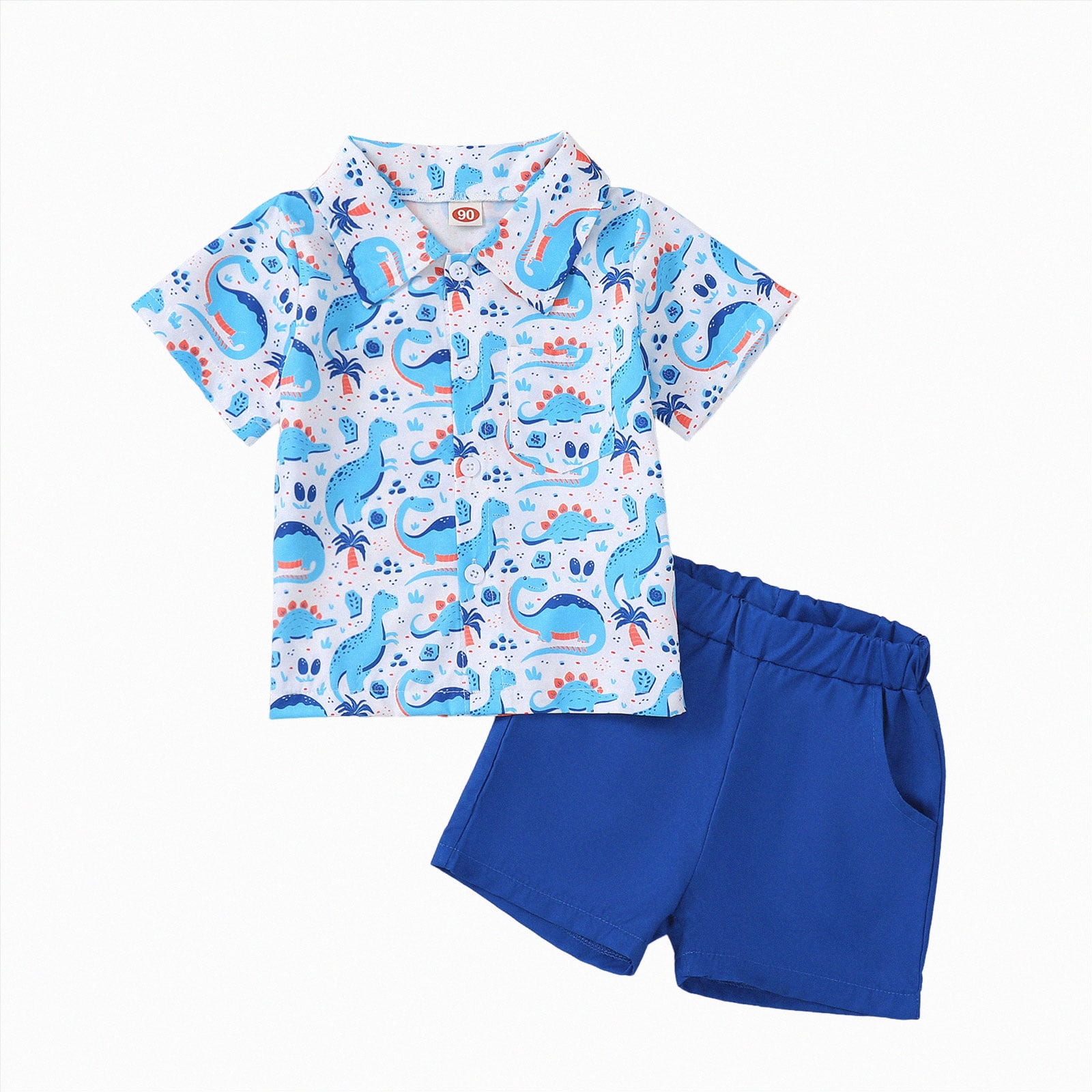 Duqingm Boy Clothes Set Summer Toddler Short-Sleeve Shirt & Elastic ...