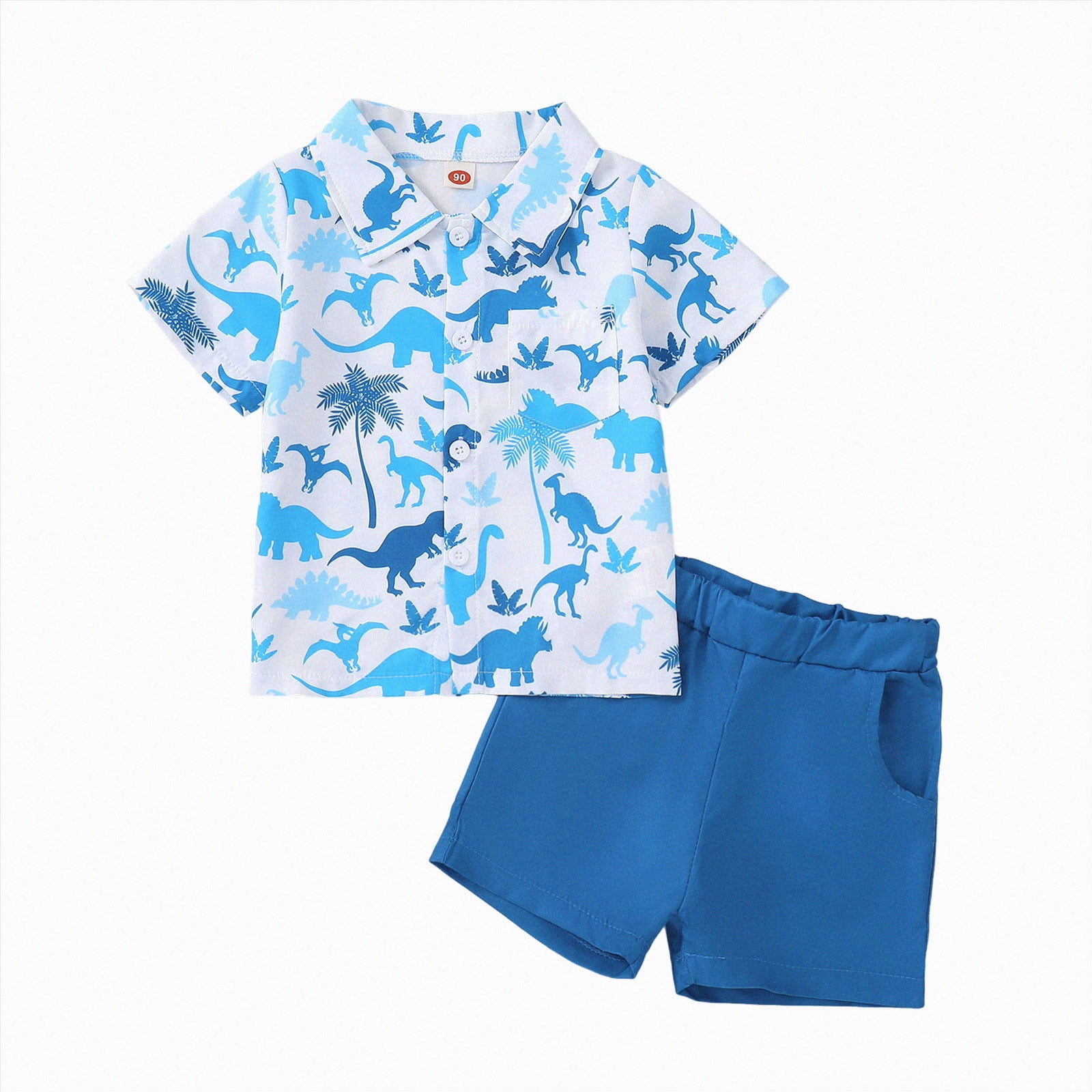 Duqingm Boy Clothes Set Summer Toddler Short-Sleeve Shirt & Elastic ...