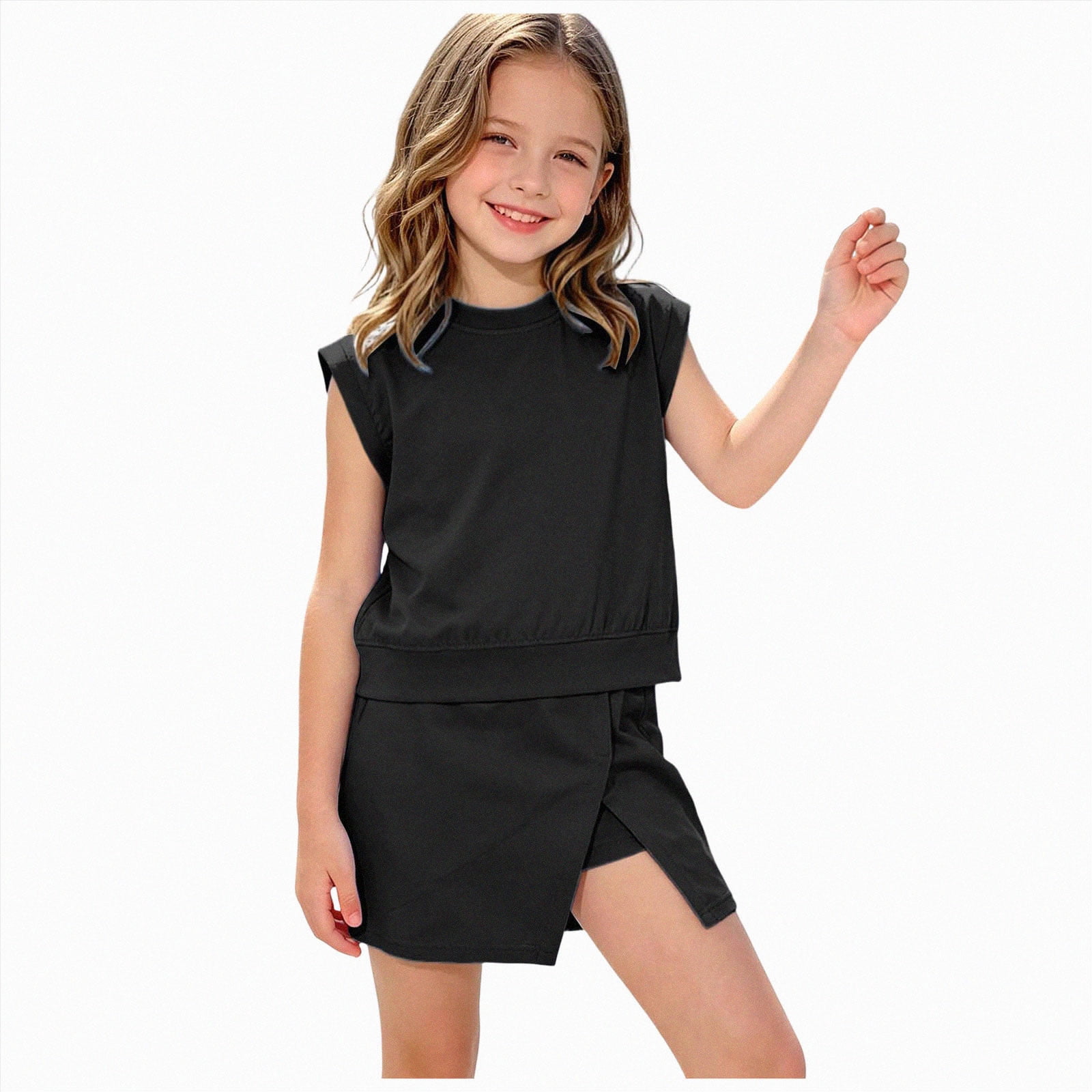 Duqingm Girls 2 Pieces Tracksuit Summer Fall Crewneck Crop Tops and ...