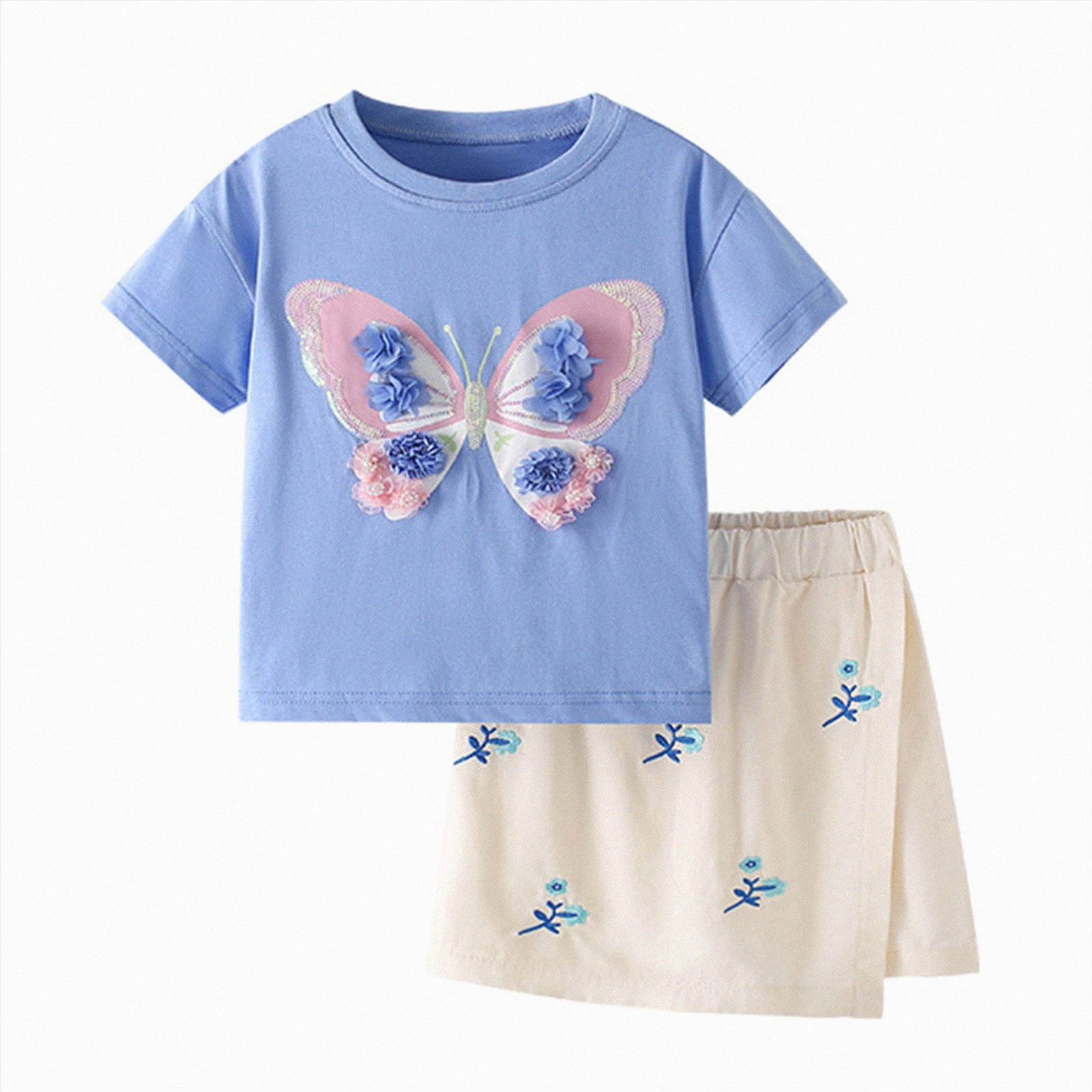Duqingm Girls Clothes Casual Lounge Set Cap Sleeve T Shirt and Elastic ...