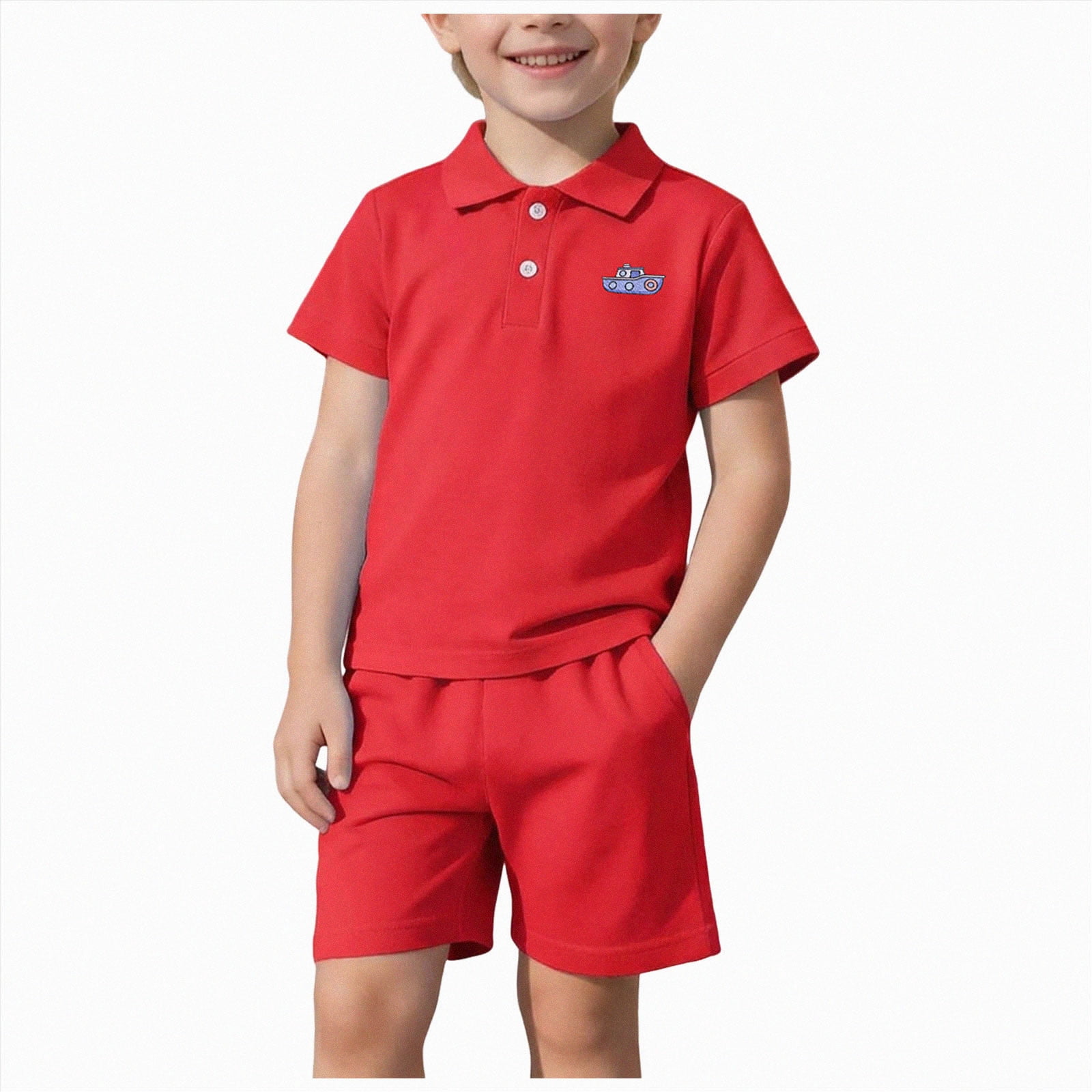 Duqingm Toddler Baby Boy Outfits Polo T Shirt Car Embroidered and ...