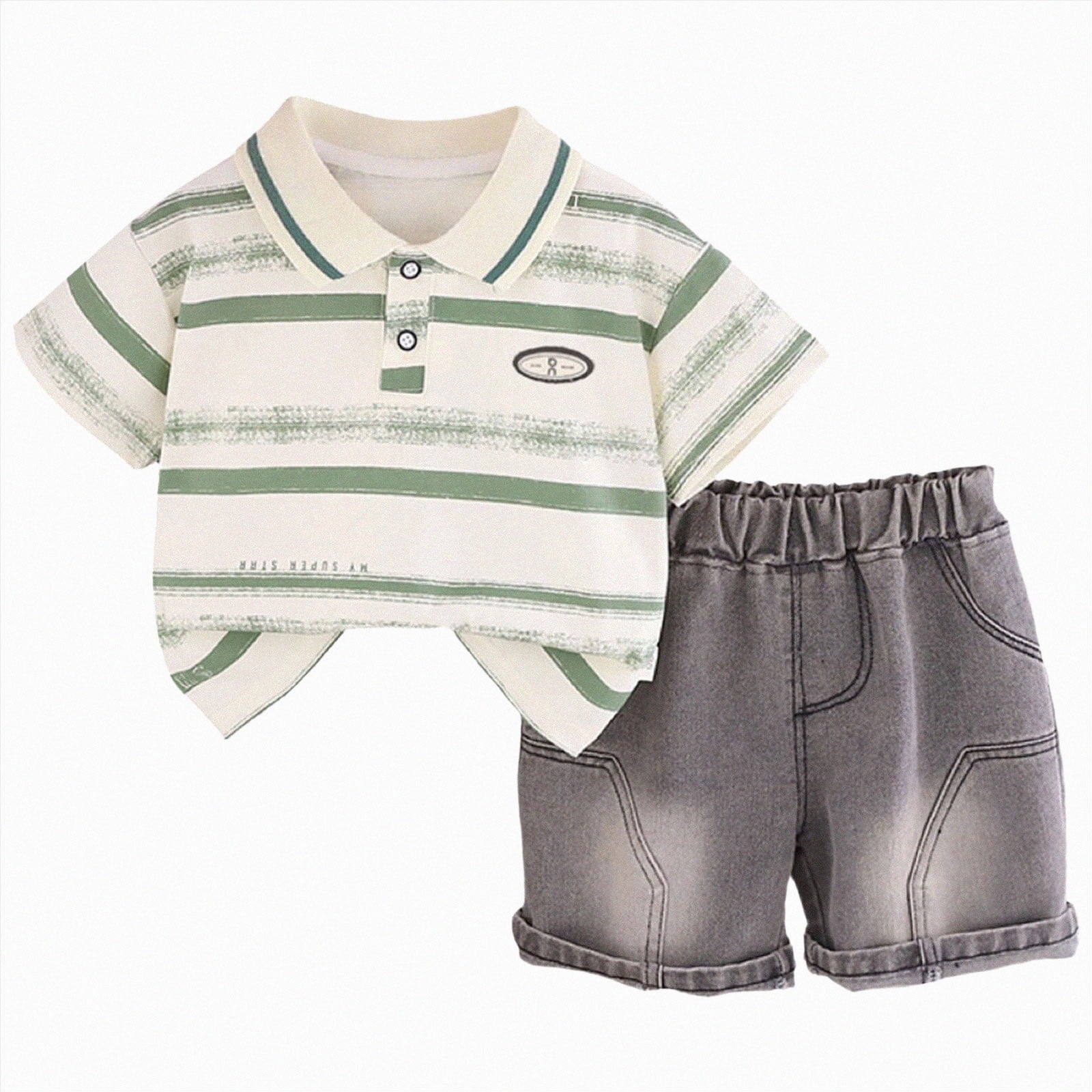 Duqingm Toddler Boy Clothes Baby Summer Outfits Short Sleeve Striped ...