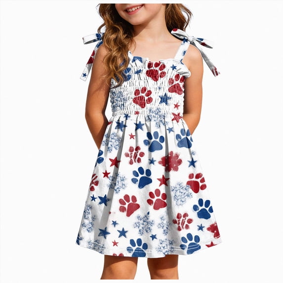Duqingm Toddler Girls 4th of July Dress Girls American Flag Outfit Kids ...