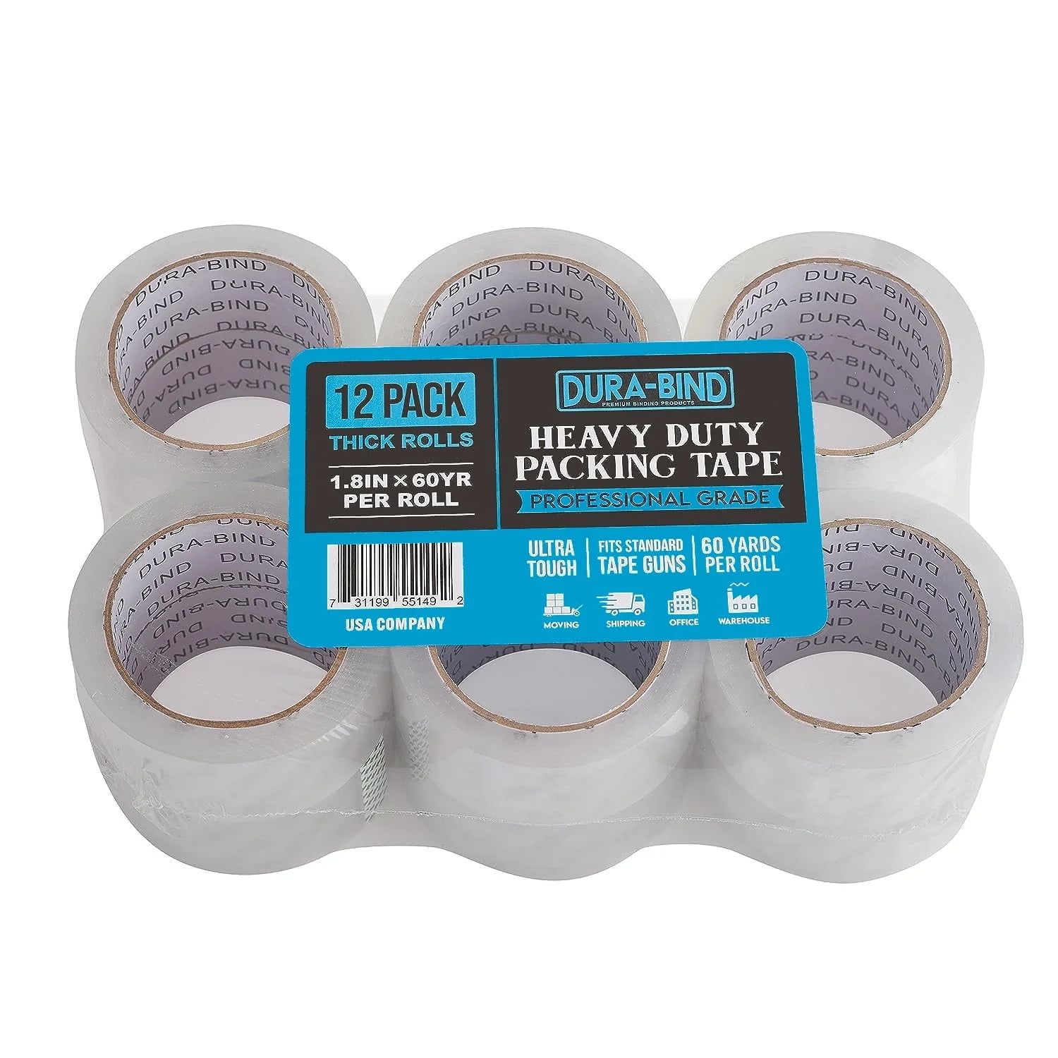 Dura-Bind Clear Packing Tape Refills, Heavy Duty Premium Packaging Tape ...
