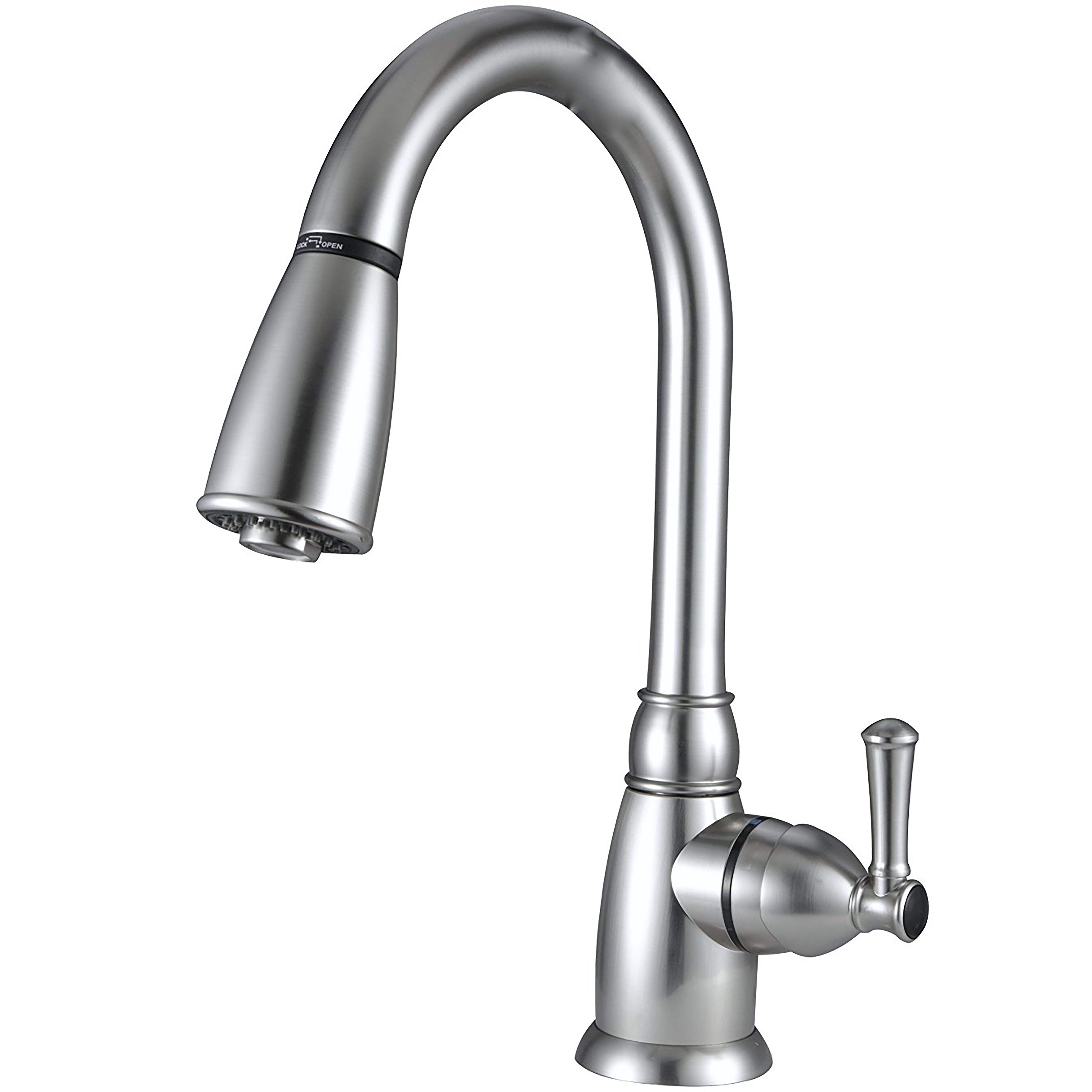 Dura Faucet DF-PK160-SN Nickel 7" Hi-Arc Single Lever Pull-Down Kitchen ...