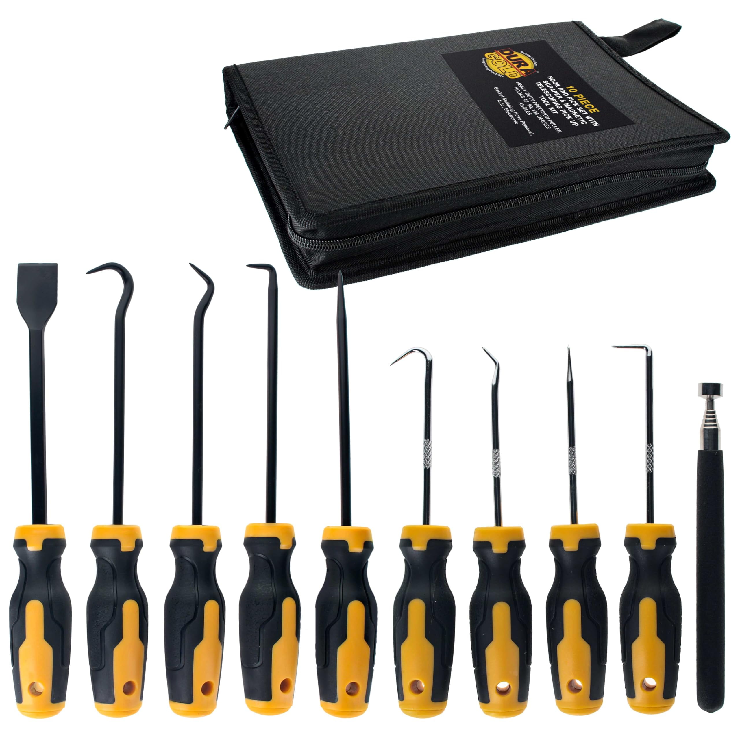 Dura-Gold 10-Piece Hook and Pick Set with Scraper & Telescoping Pick Up ...