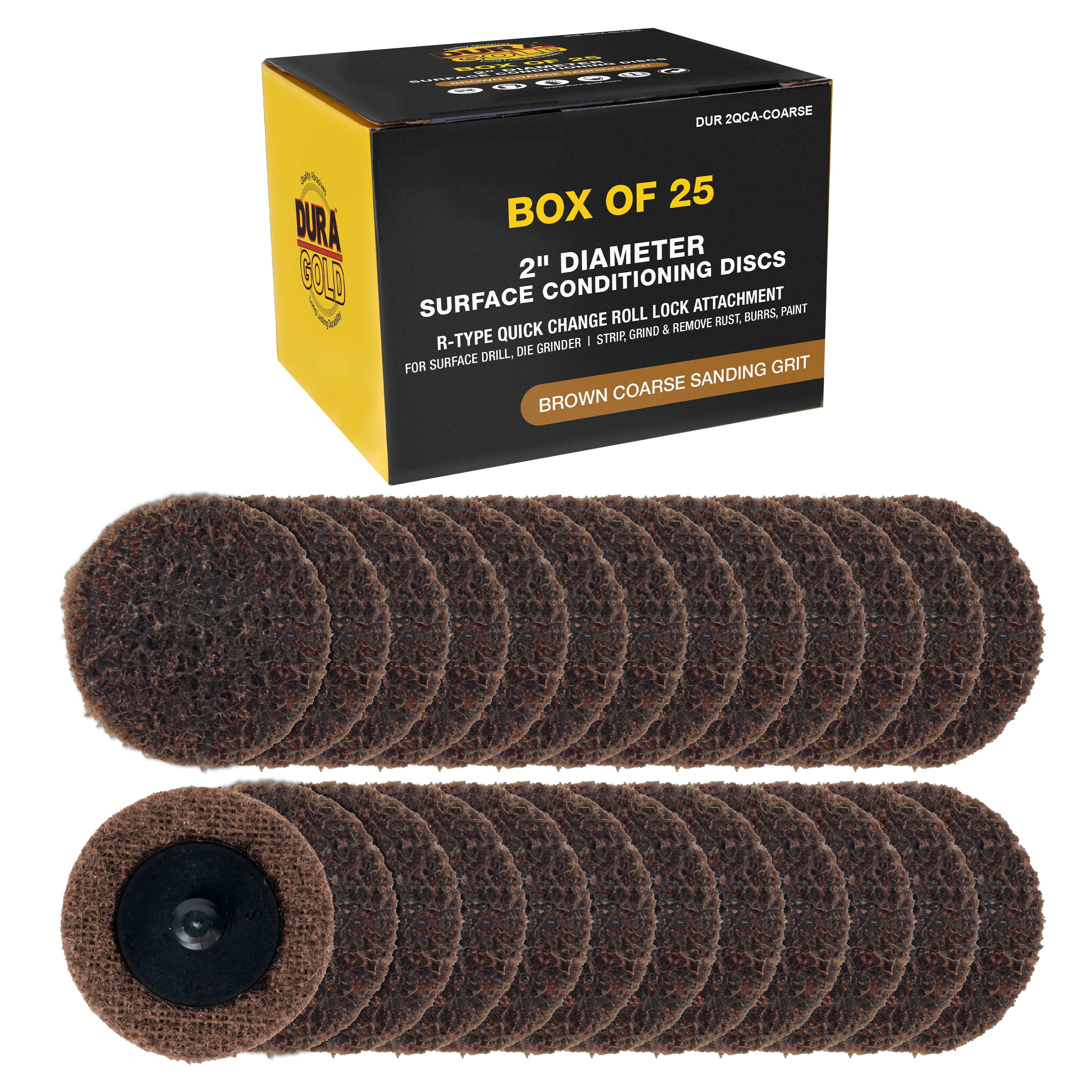 Dura-Gold 2" Diameter Surface Conditioning Discs Brown Coarse Sanding ...
