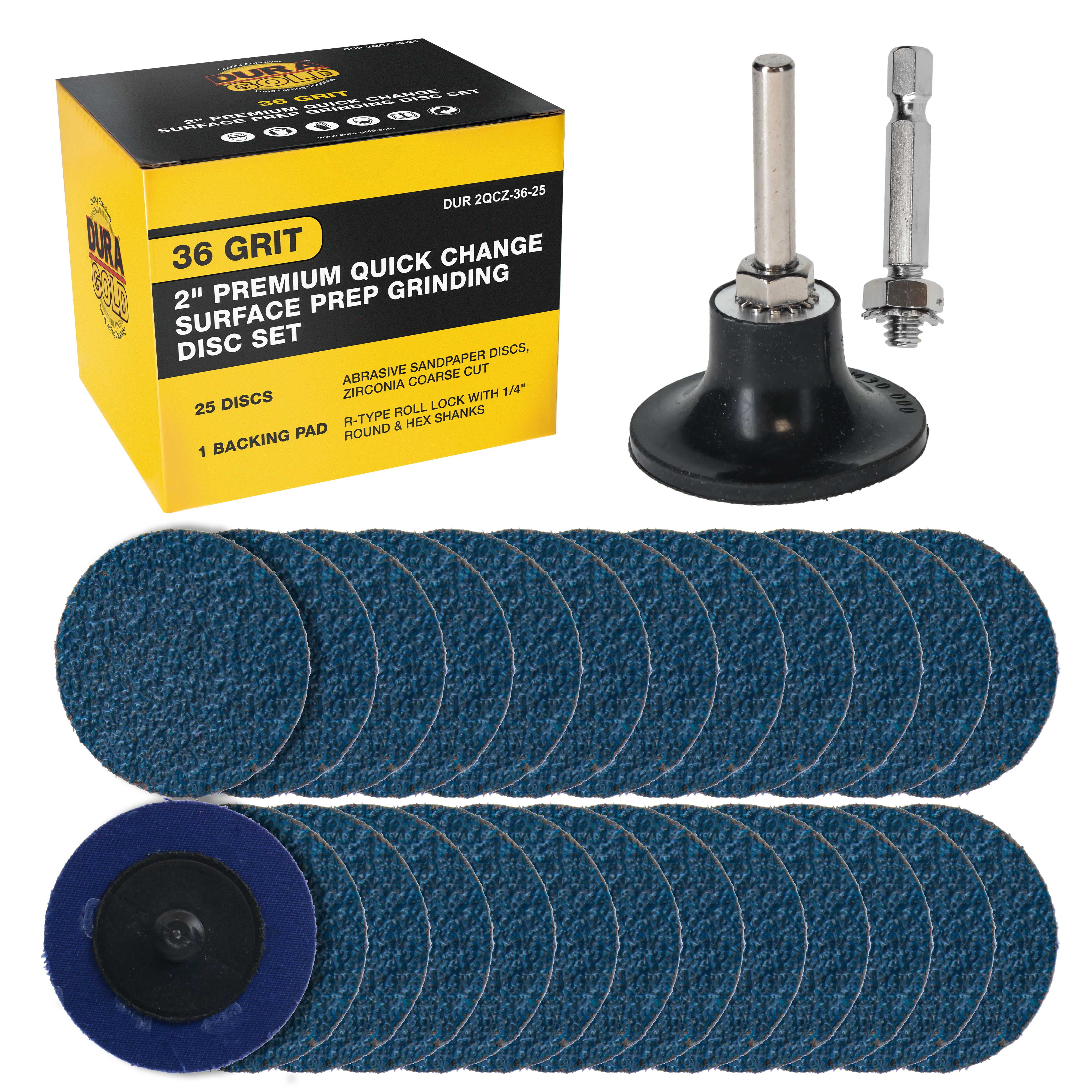 Dura-Gold 2" Premium 36 Grit Quick Change Surface Prep Grinding Disc ...