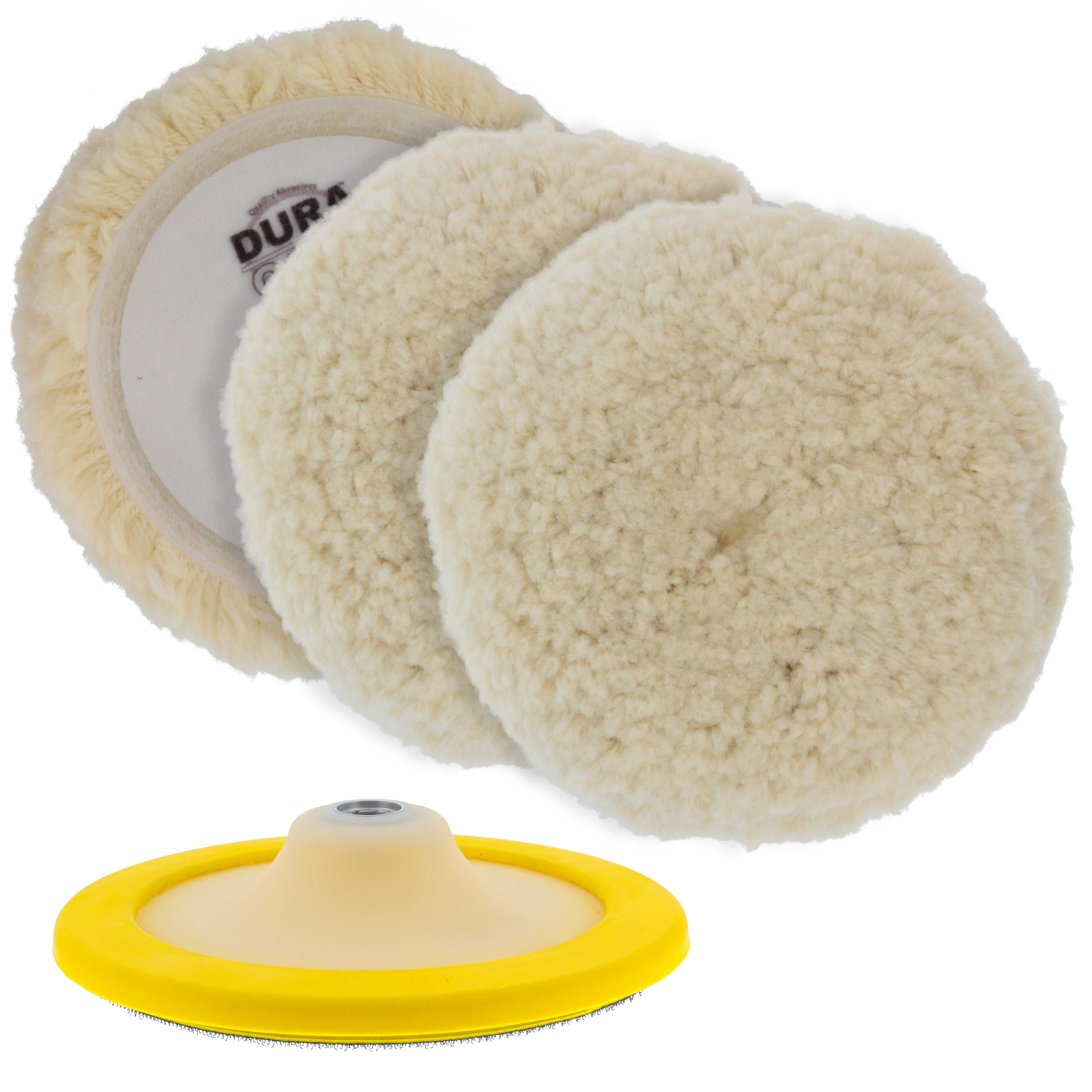 Dura-Gold 3 Pack of 8 Wool Hook & Loop Grip Buffing Pads with a 7 ...