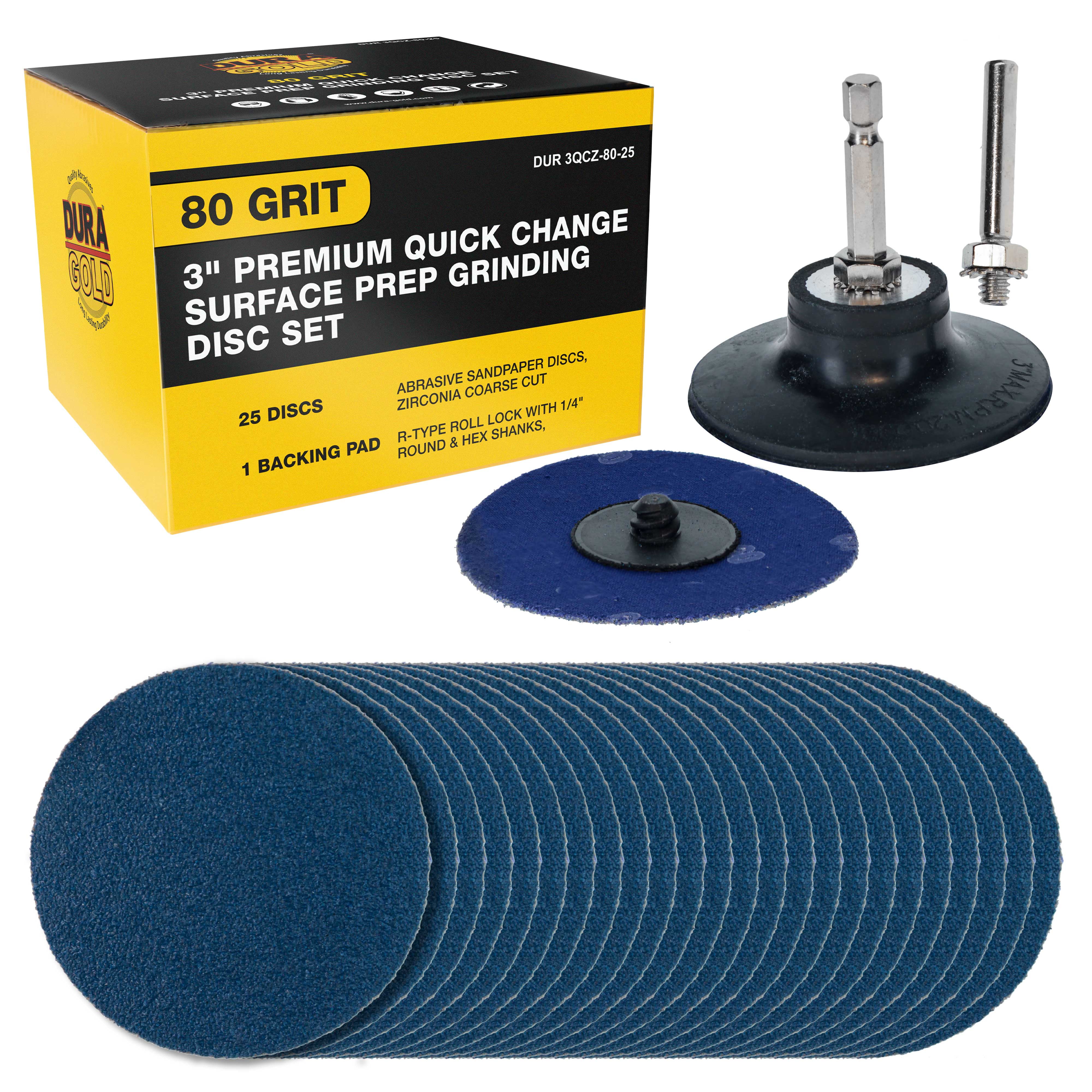 Dura-Gold 3" Premium 80 Grit Quick Change Surface Prep Grinding Disc ...