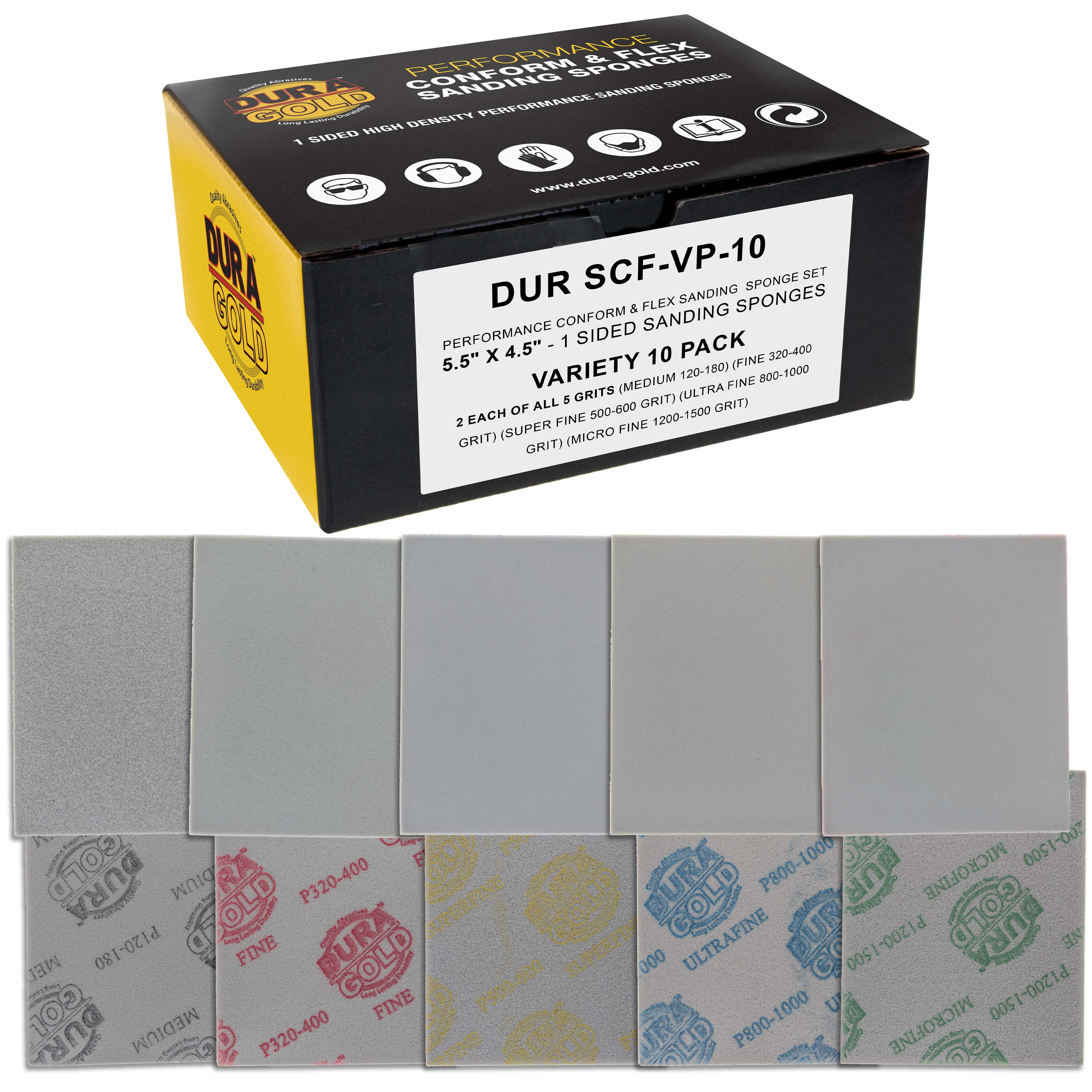 Dura-Gold Single-Sided Sanding Sponge Grit Variety Pack, Box of 20 ...