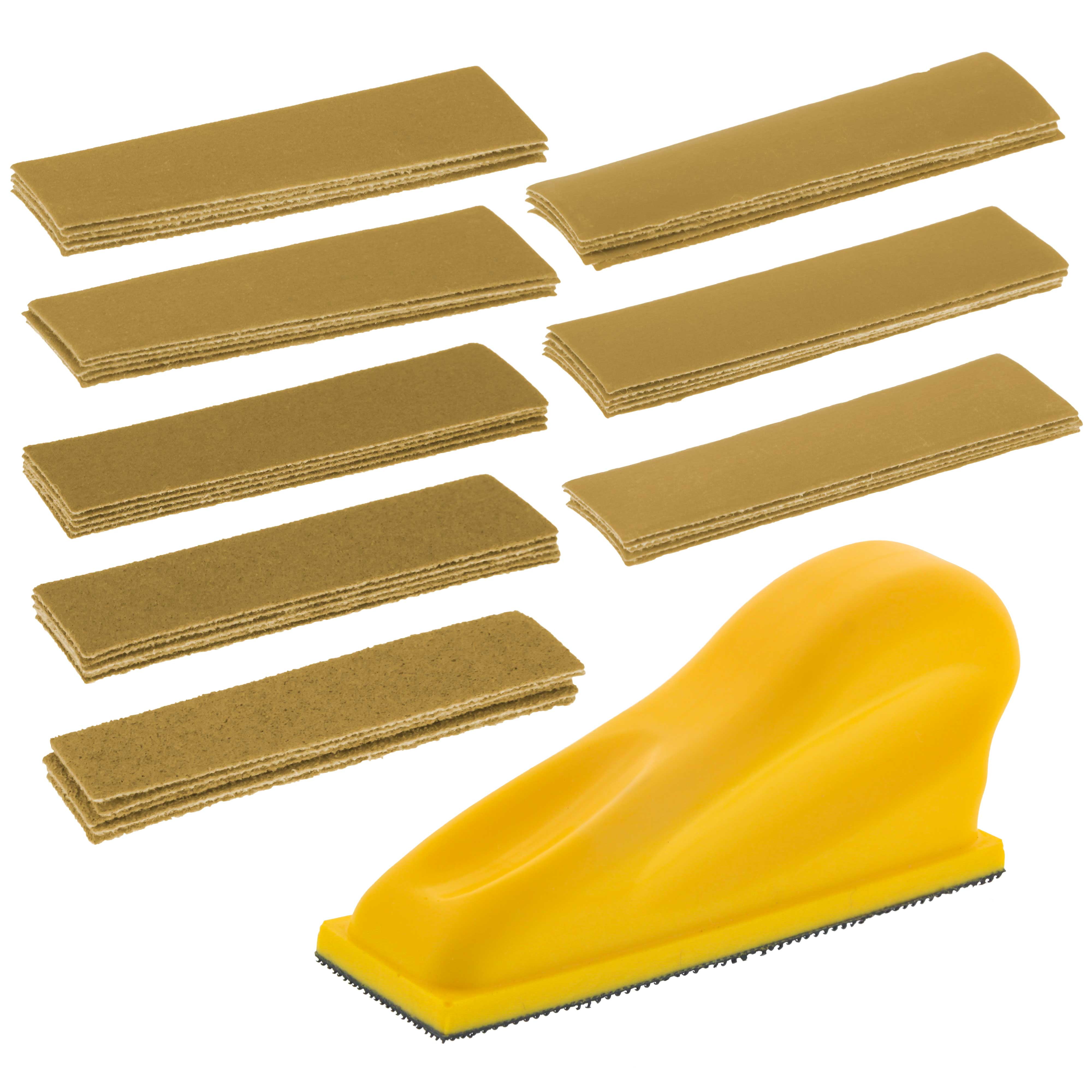 Dura-Gold Micro Hand Sanding Block Kit, 3.5” x 1” Pad, Hook & Loop ...