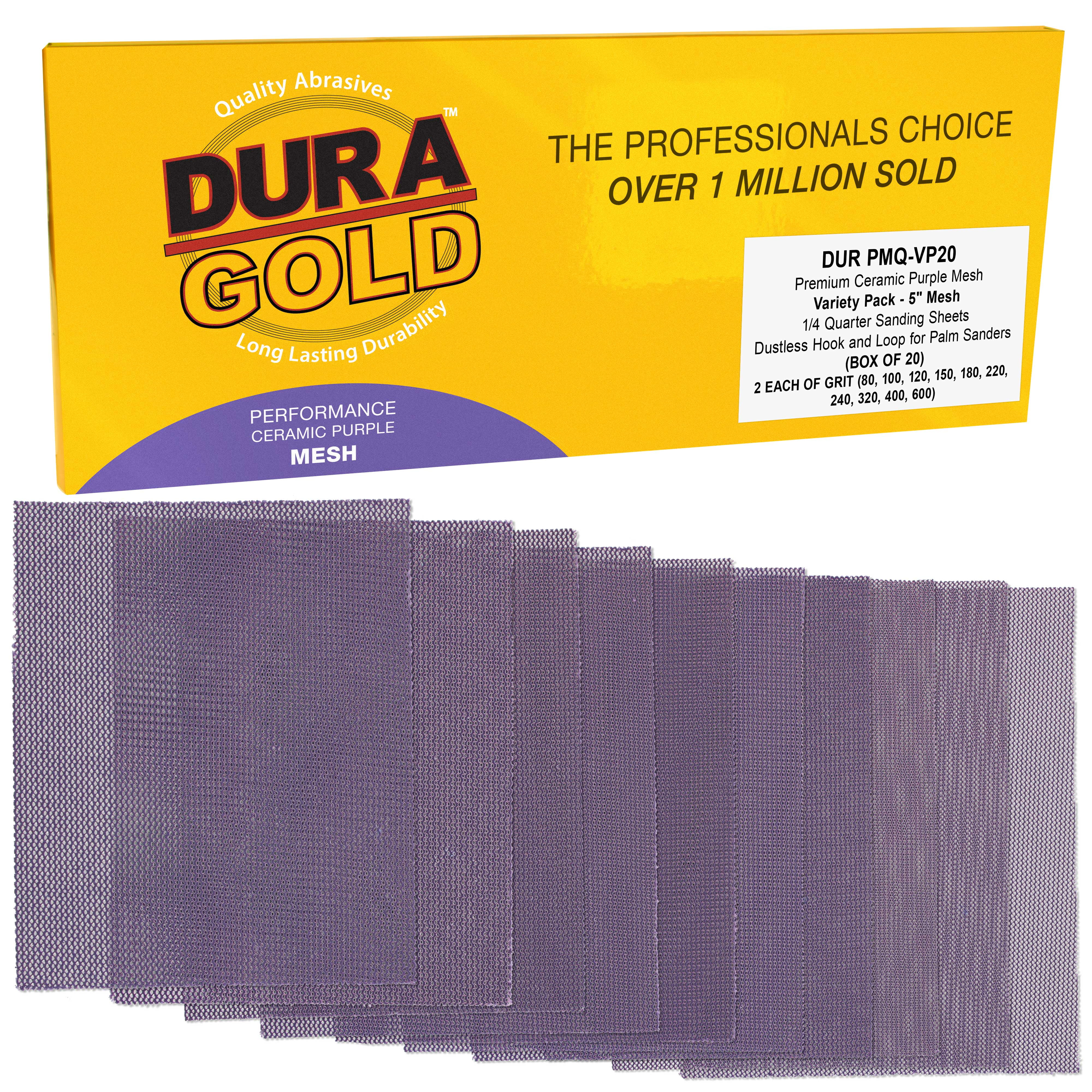 Dura-Gold 1/4 Sheet Size Purple Ceramic Mesh Sandpaper, 20 Sheet ...
