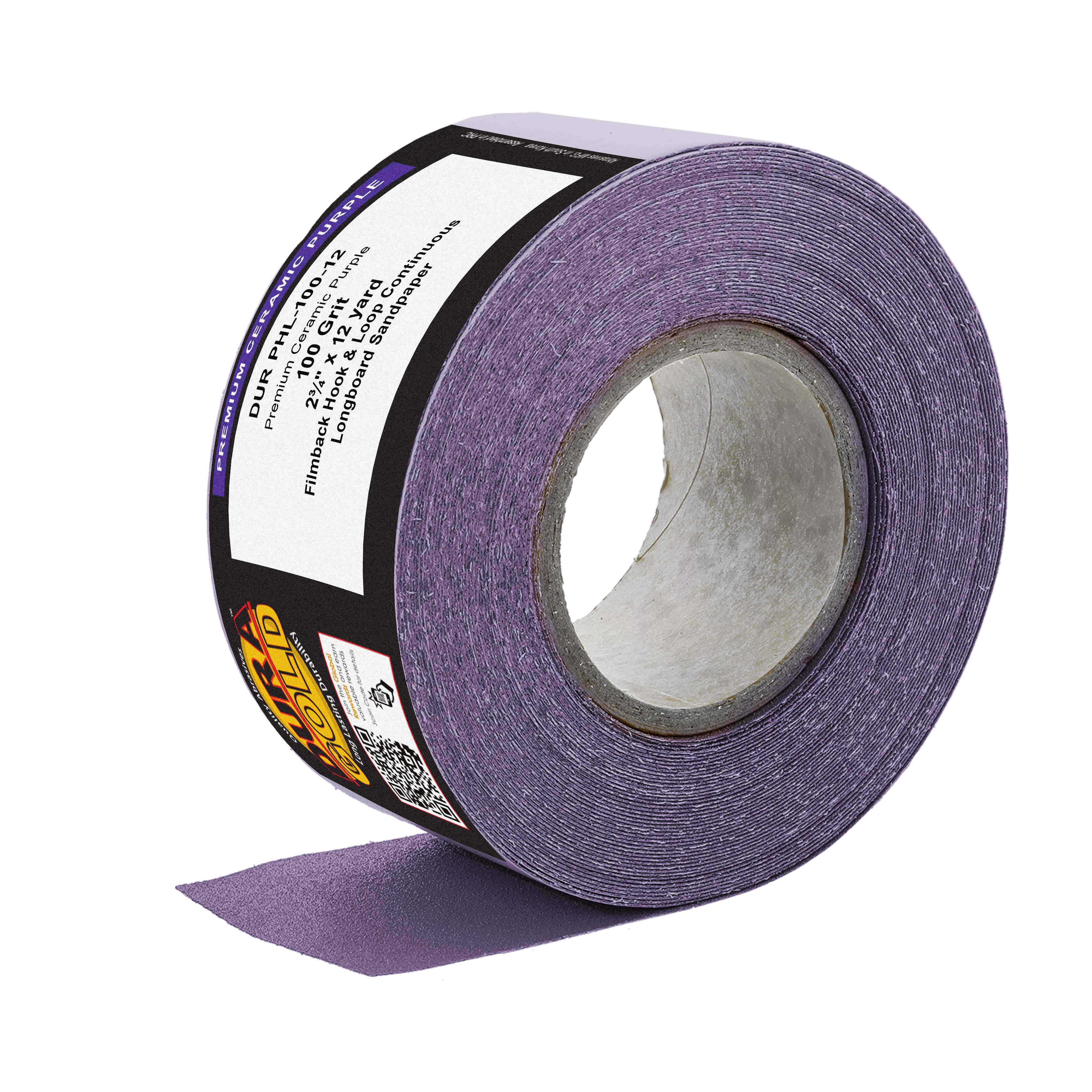 Dura-Gold Premium 100 Grit Purple Film Ceramic Longboard Sandpaper, 2-3 ...