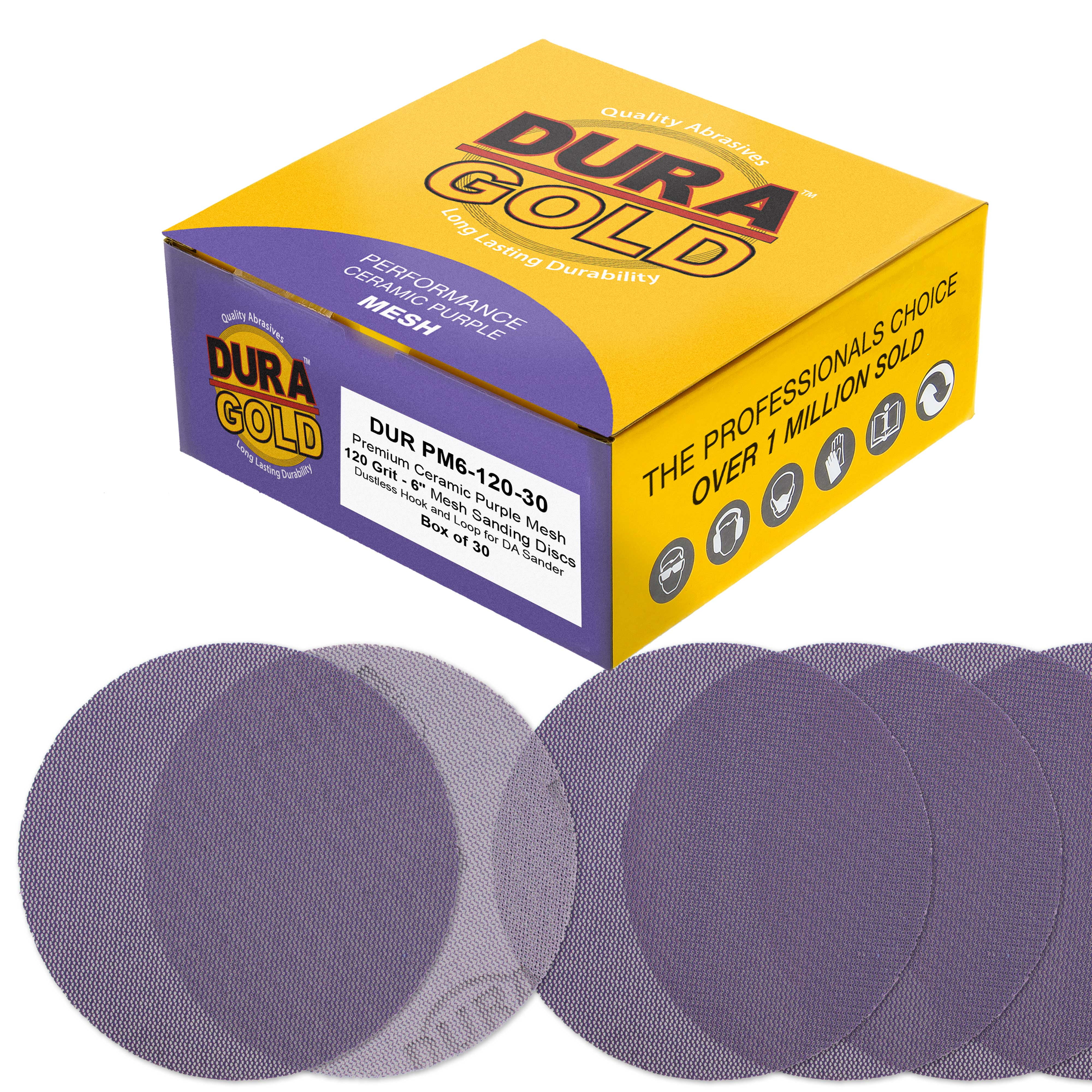 Dura-Gold Premium 120 Grit 6" Purple Ceramic Mesh Sanding Discs, Box of ...