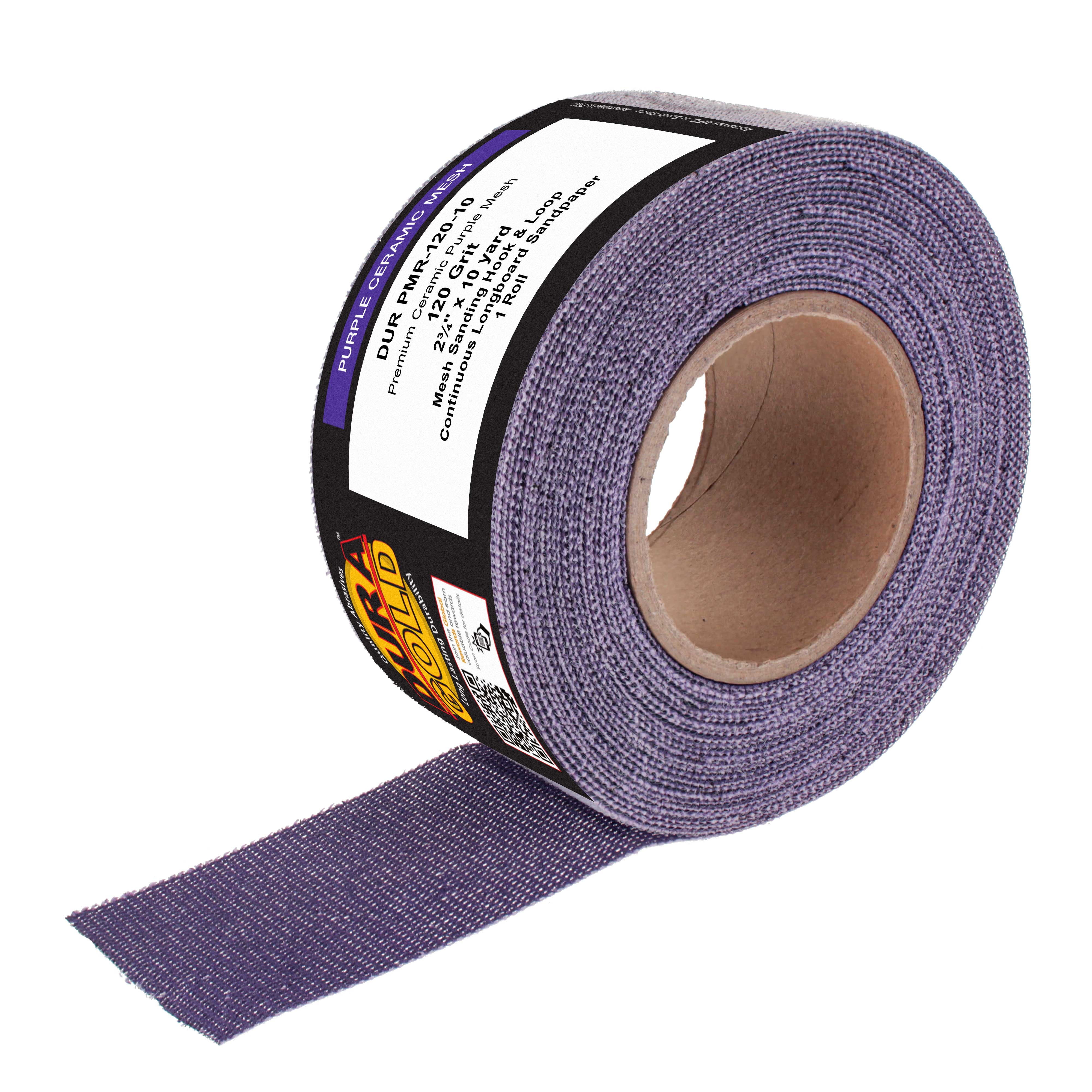 Dura-Gold 120 Grit Purple Ceramic Mesh Longboard Sandpaper, 2-3/4" Wide ...