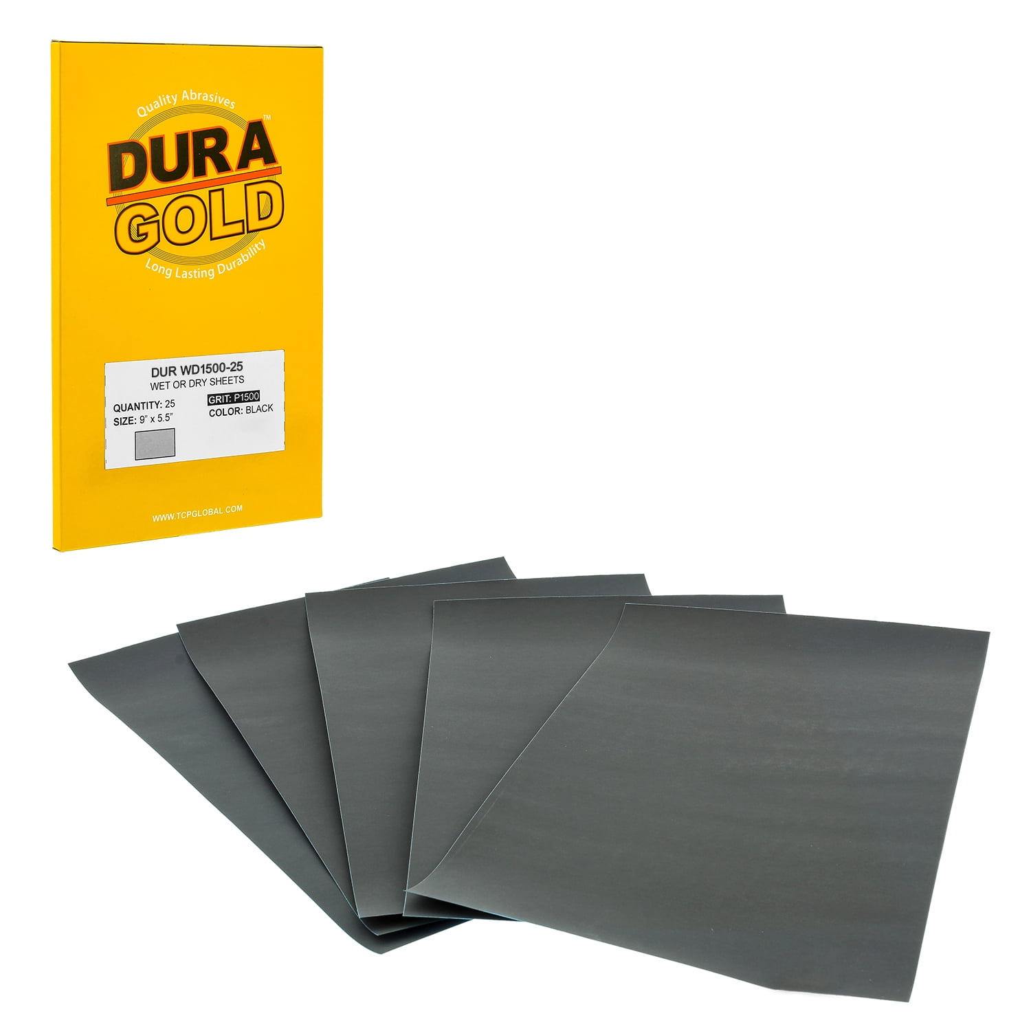 Dura-Gold Premium 1500 Grit Wet or Dry Sandpaper Sheets, 5-1/2" x 9 ...