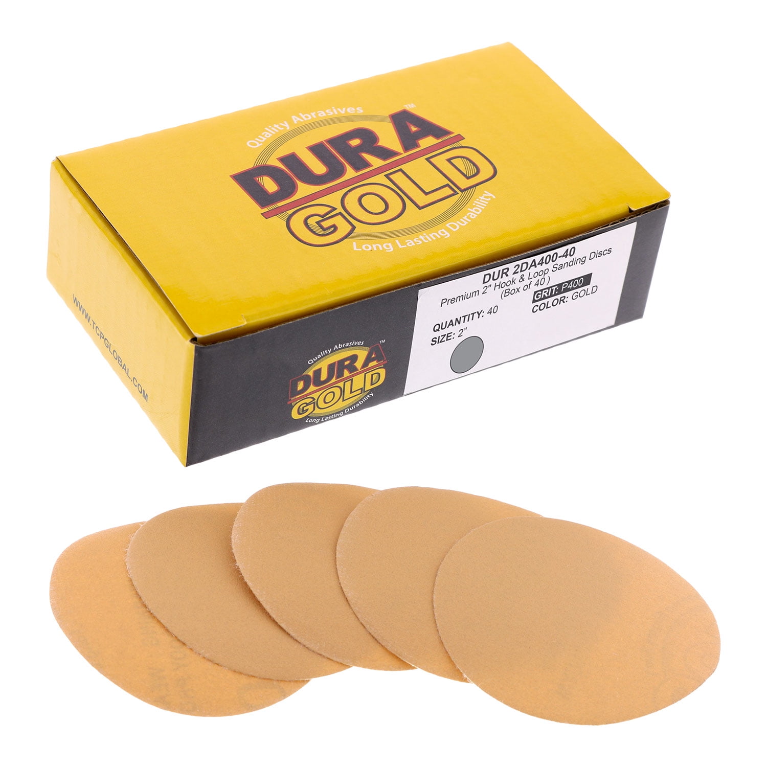 Dura-Gold Premium 2" Gold Hook & Loop Sanding Discs - 400 Grit (Box of ...