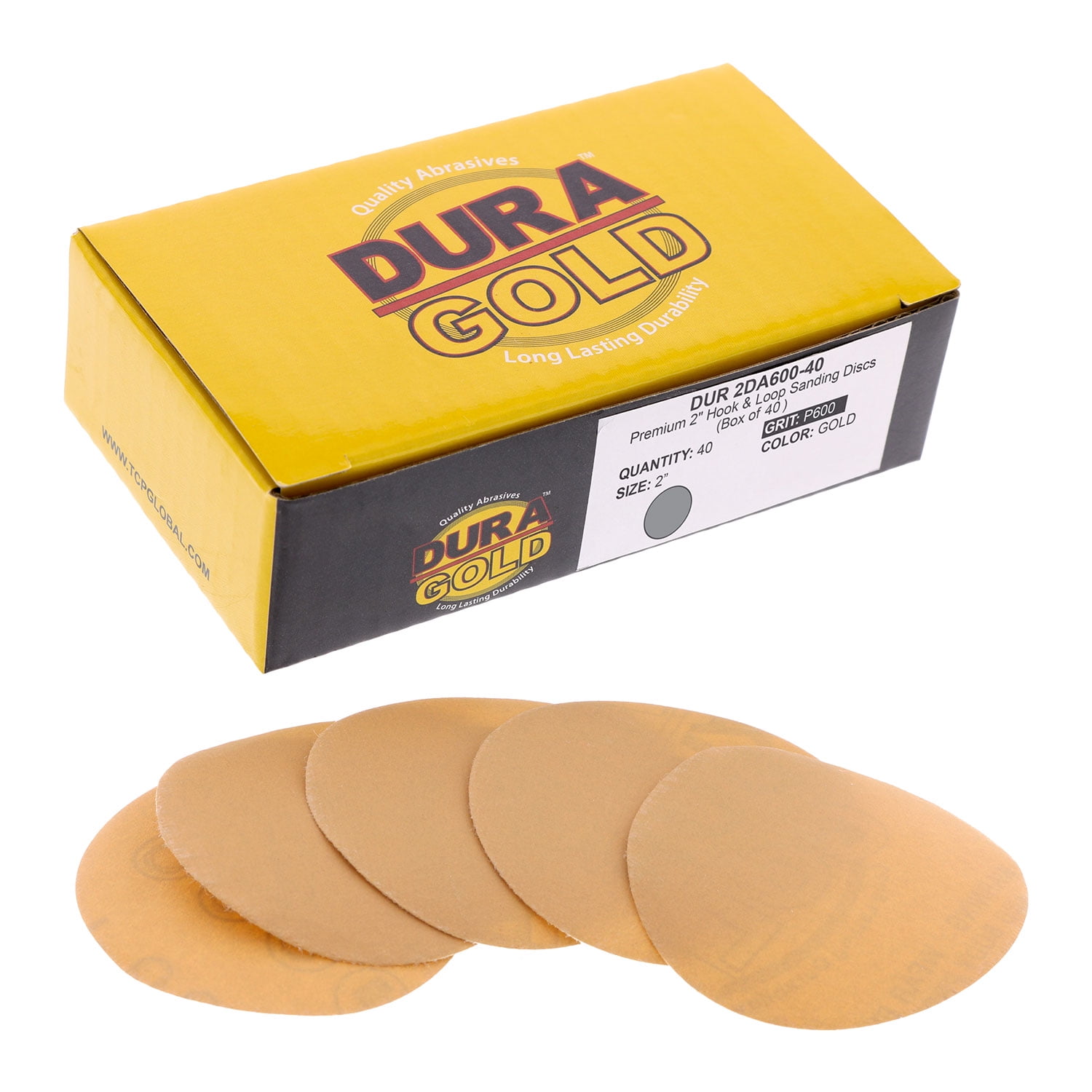 Dura-Gold Premium 2" Gold Hook & Loop Sanding Discs - 600 Grit (Box of ...