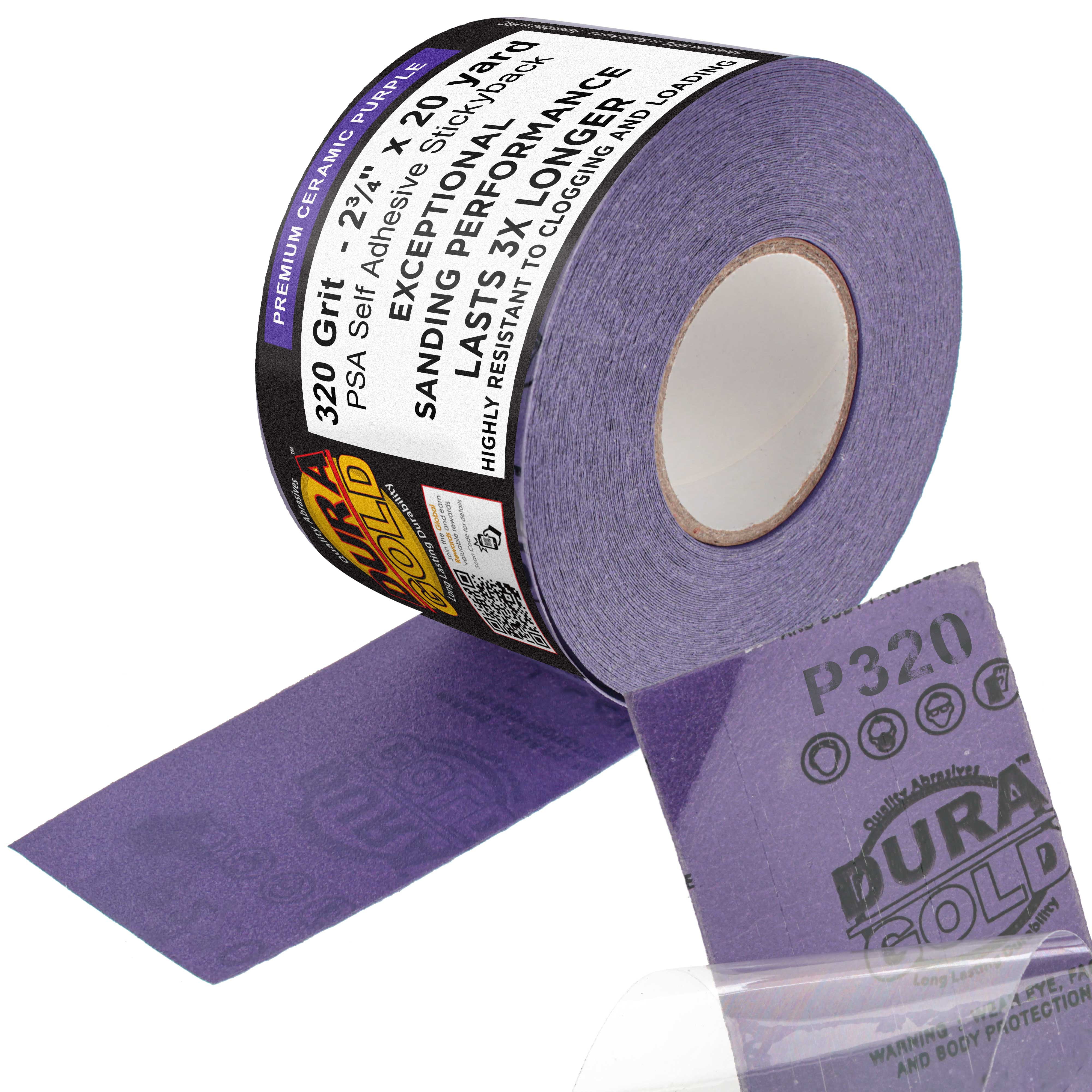 Dura-Gold Premium 320 Grit PSA Purple Film Ceramic Longboard Sandpaper ...
