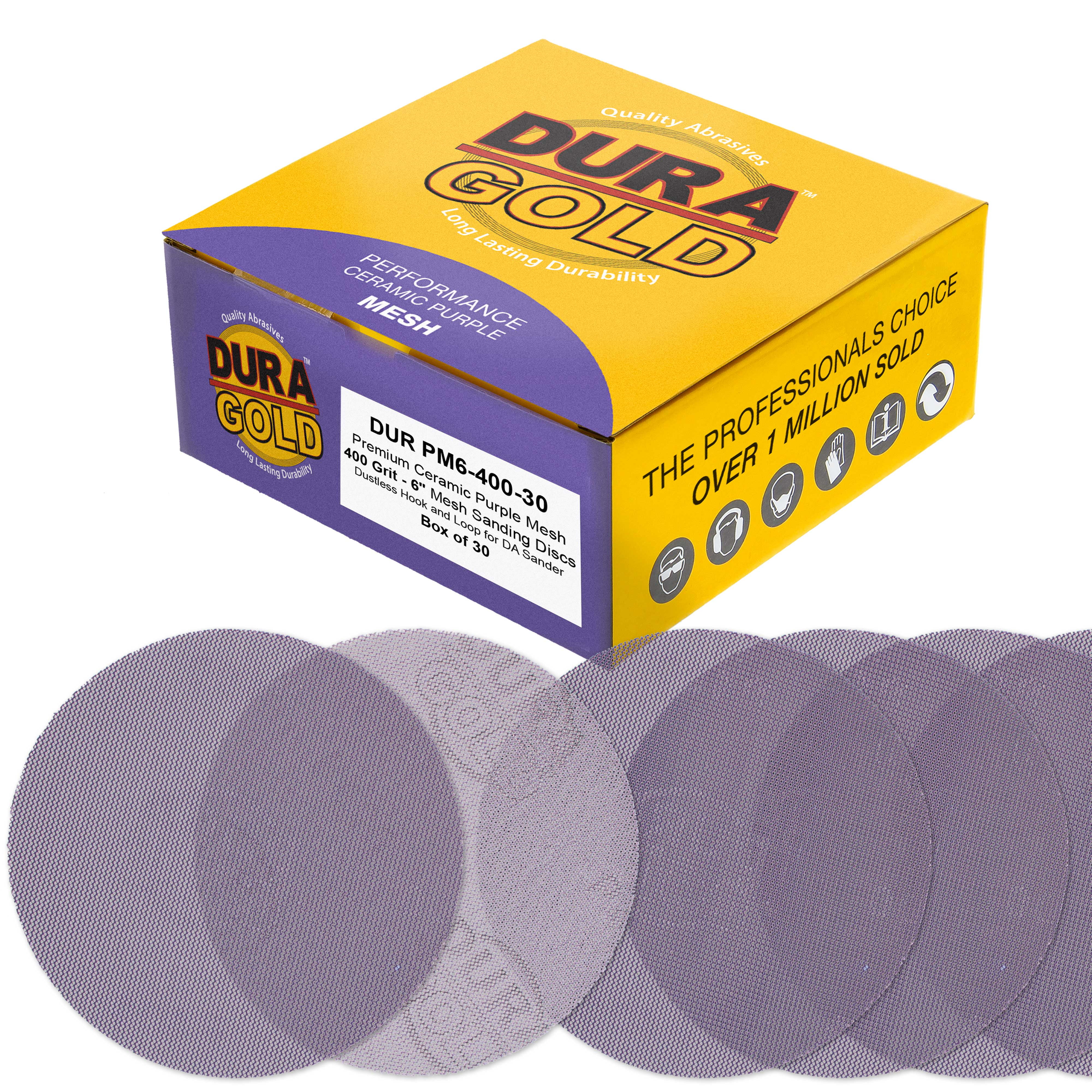 Dura-Gold Premium 400 Grit 6" Purple Ceramic Mesh Sanding Discs, Box of ...