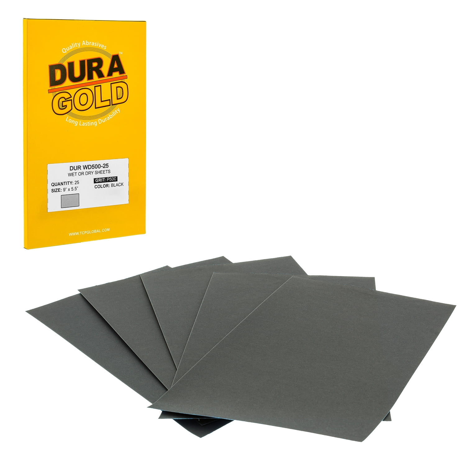 Dura-Gold Premium 500 Grit Wet or Dry Sandpaper Sheets, 5-1/2" x 9 ...