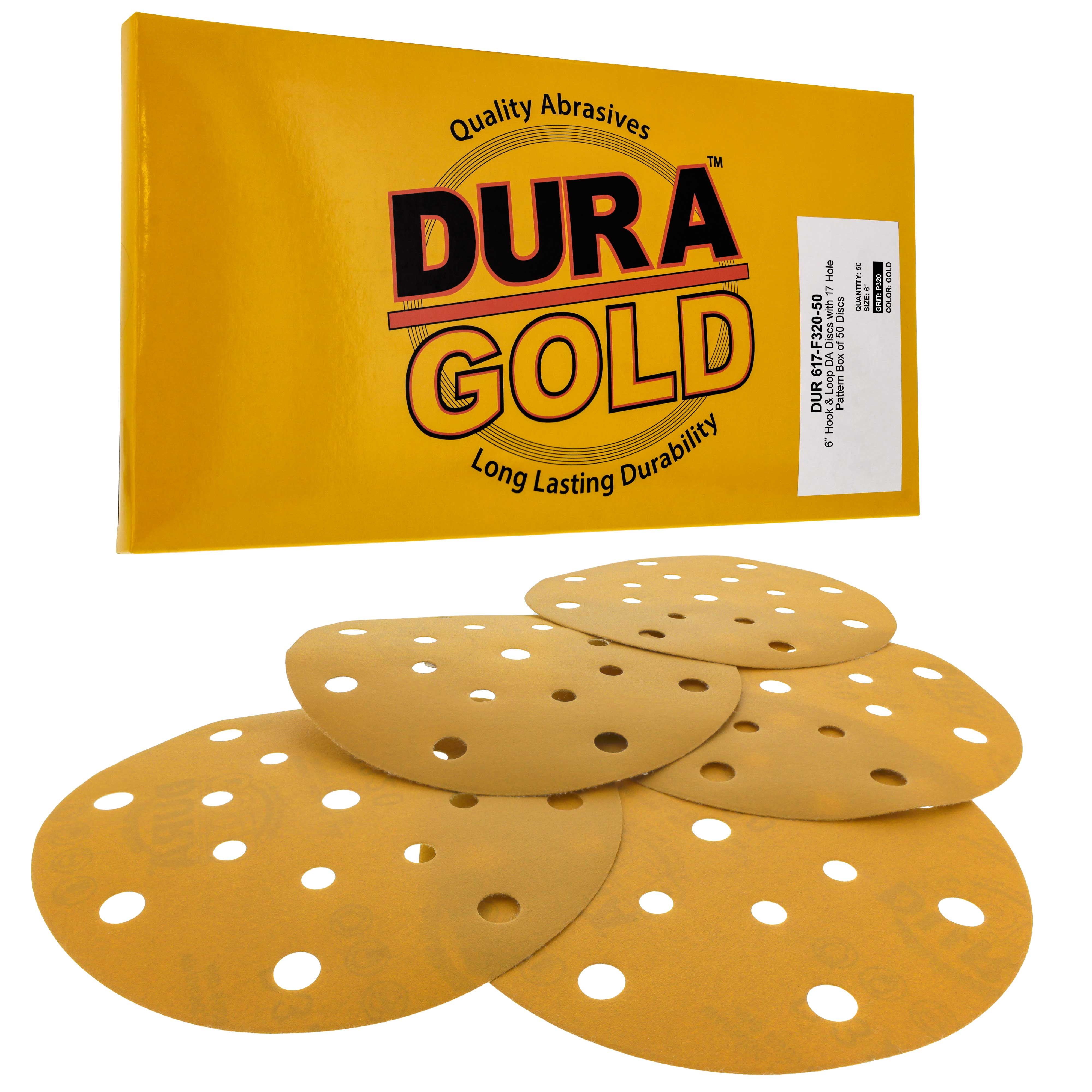 Dura-Gold Premium 6" Gold Sanding Discs - 320 Grit (Box of 50) - 17 ...